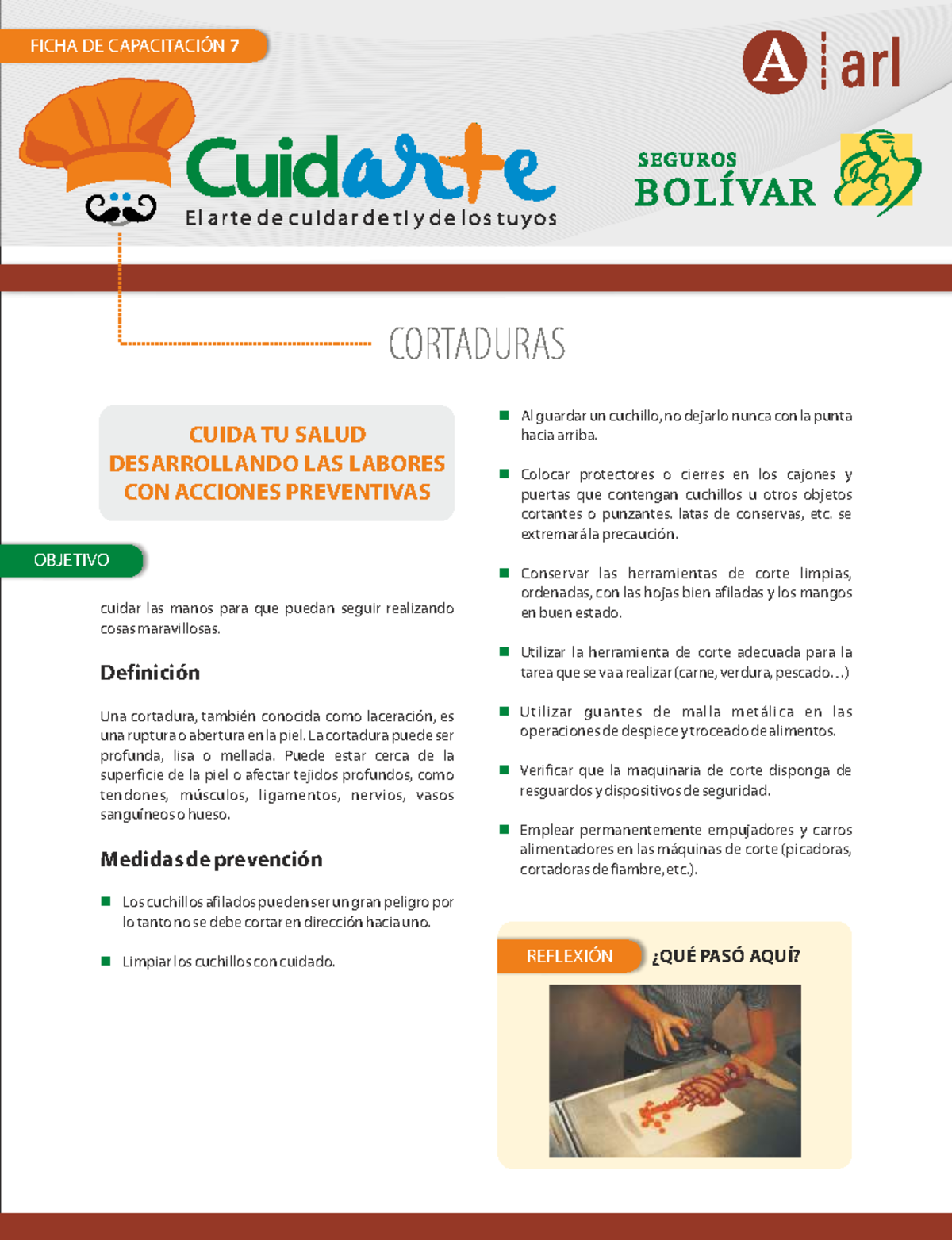 6.7 - Ficha Cuidarte Cortaduras - CORTADURAS FICHA DE CAPACITACIÓN 7 ...