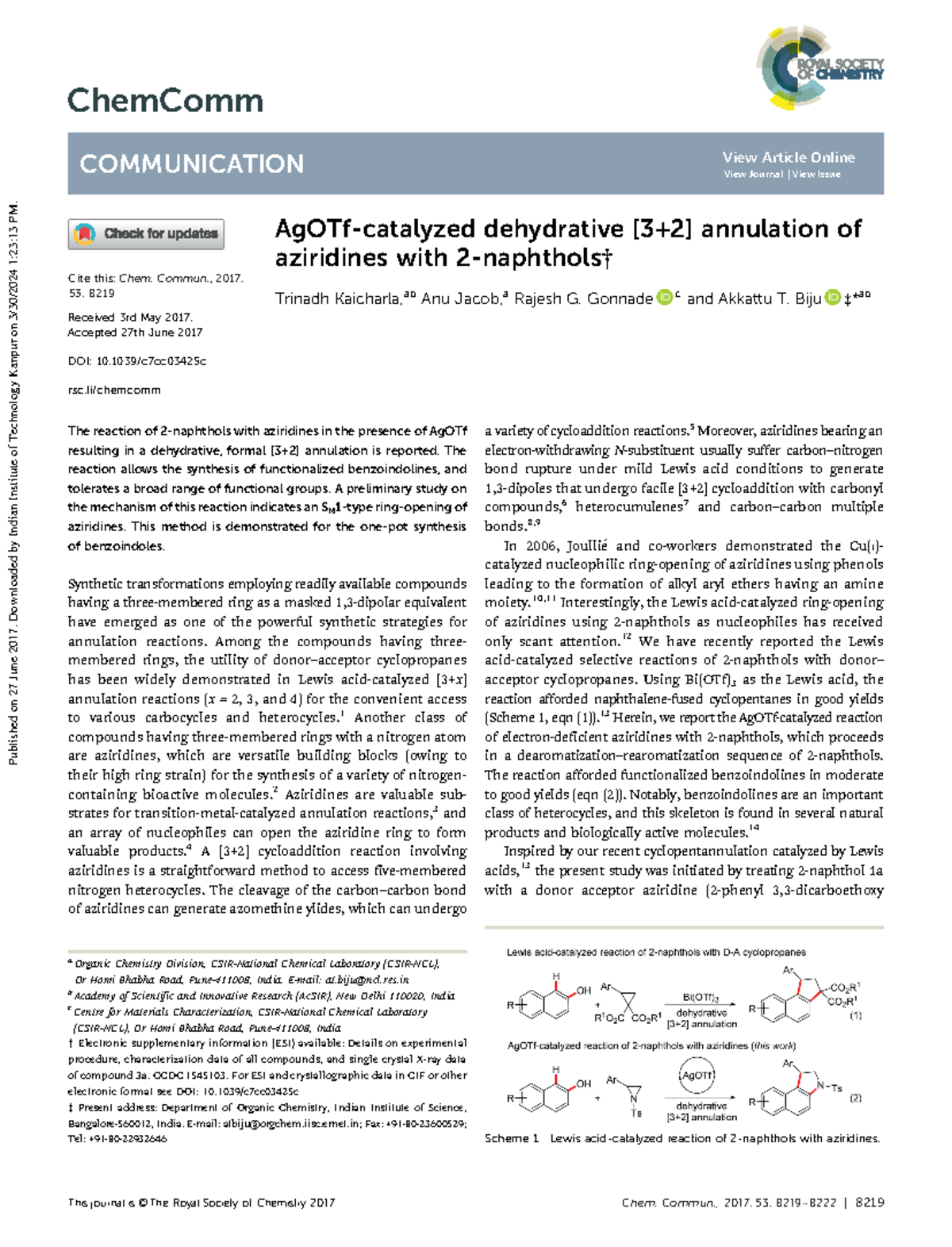 Chem. Commun. 2017 , 53, 8219-8222 - This journal is © The Royal ...