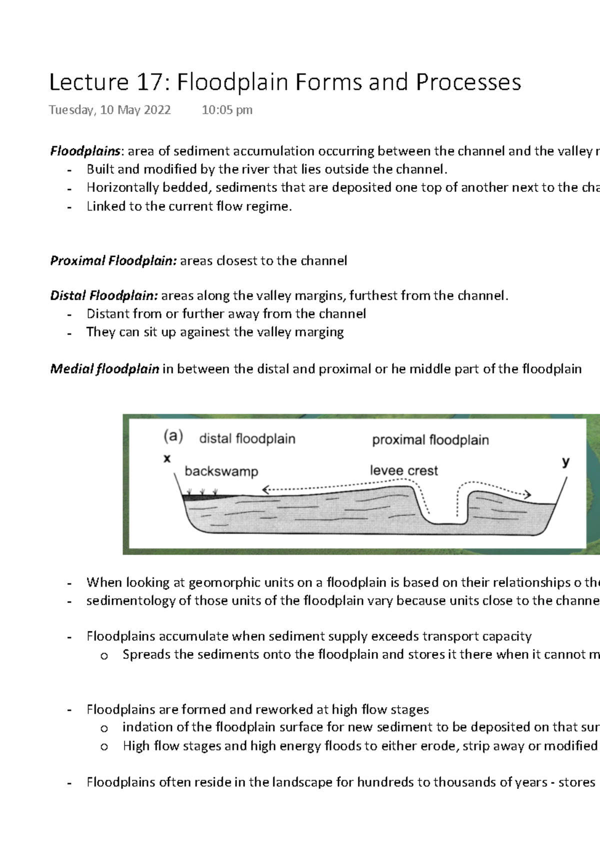 Lecture 17 Floodplain Forms and Processes - Lecture 17: Floodplain ...