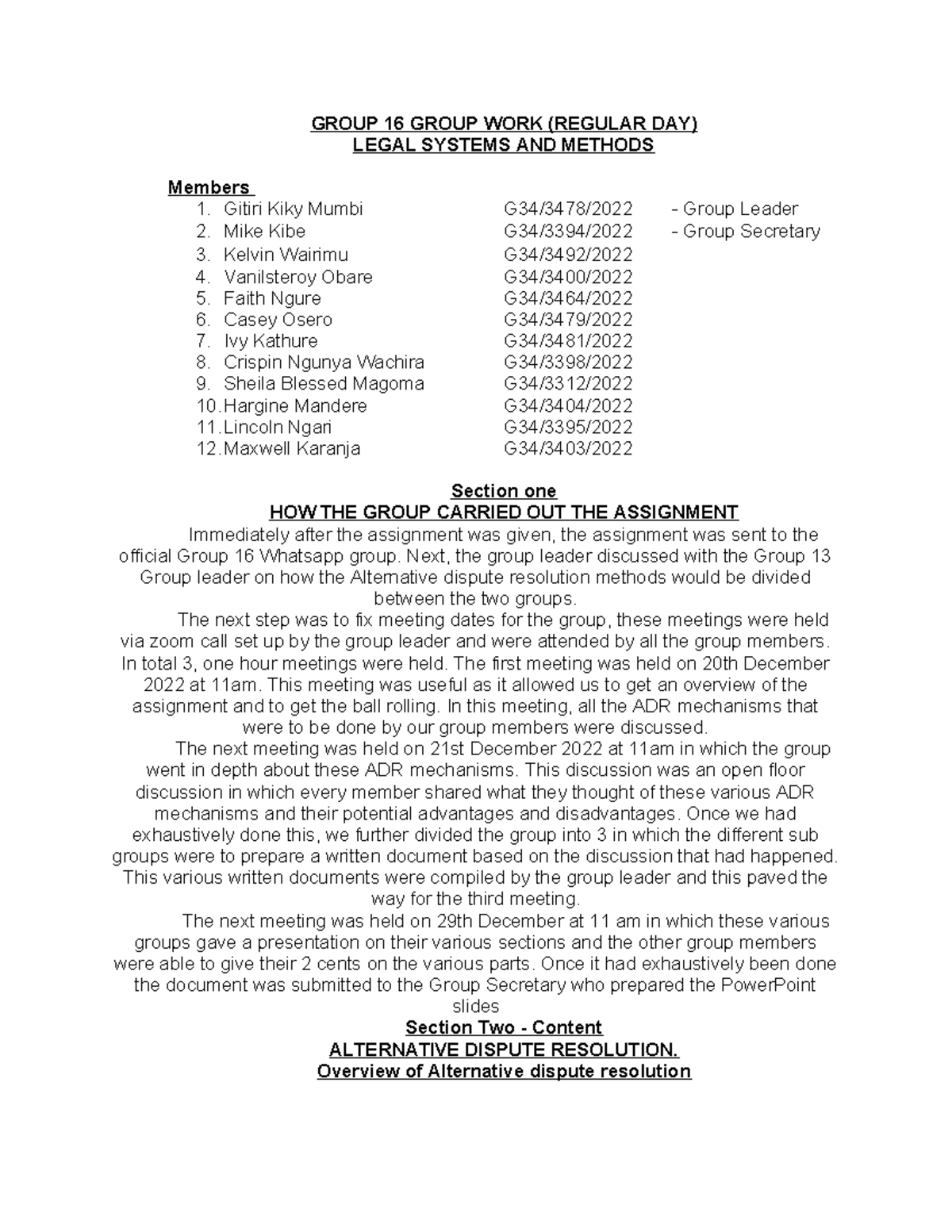 Alternative Dispute Resolution - GROUP 16 GROUP WORK (REGULAR DAY ...