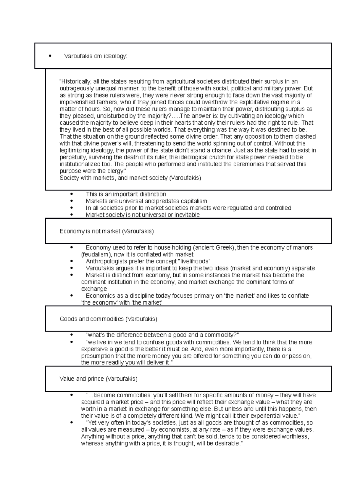 APL 220 WEEK 4 Lecture Notes - Varoufakis om ideology: “Historically ...