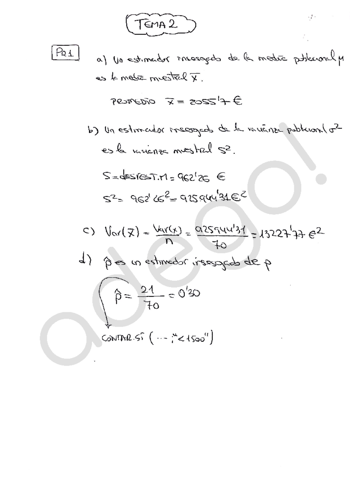 Problemas resueltos tema 2 - Estadística E Introducción A La Econometría - Studocu