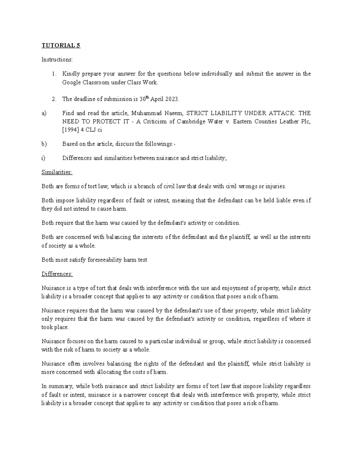 Ryan & Fletcher - TUTORIAL 5 Instructions: 1. Kindly prepare your ...