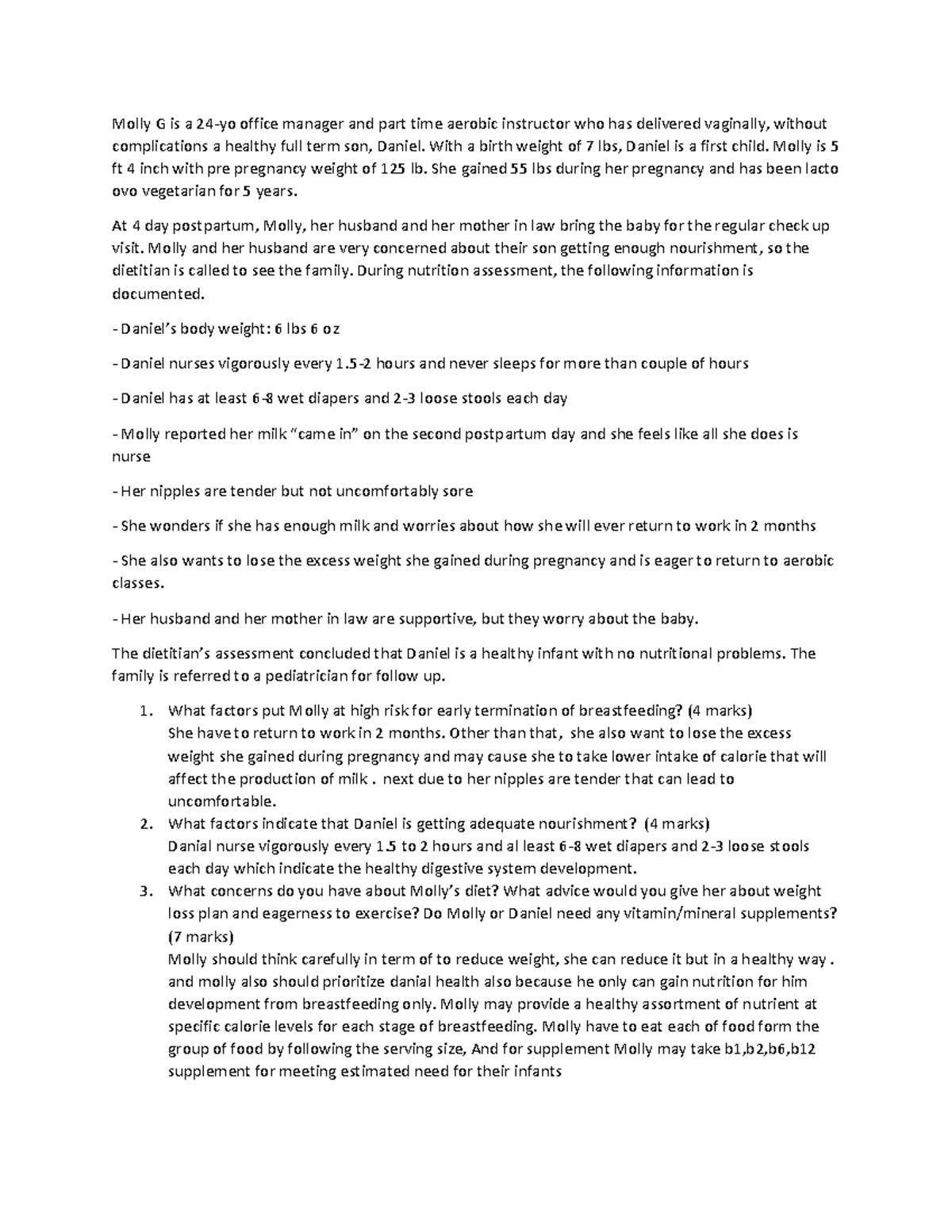 Molly - case study - Molly G is a 24-yo office manager and part time ...