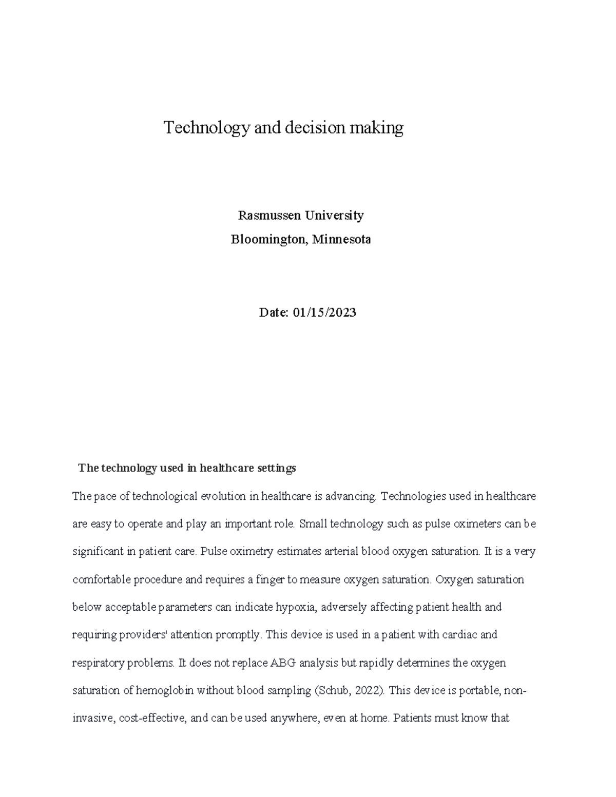 Technology and decision making 01:15:2023 - Technology and decision ...