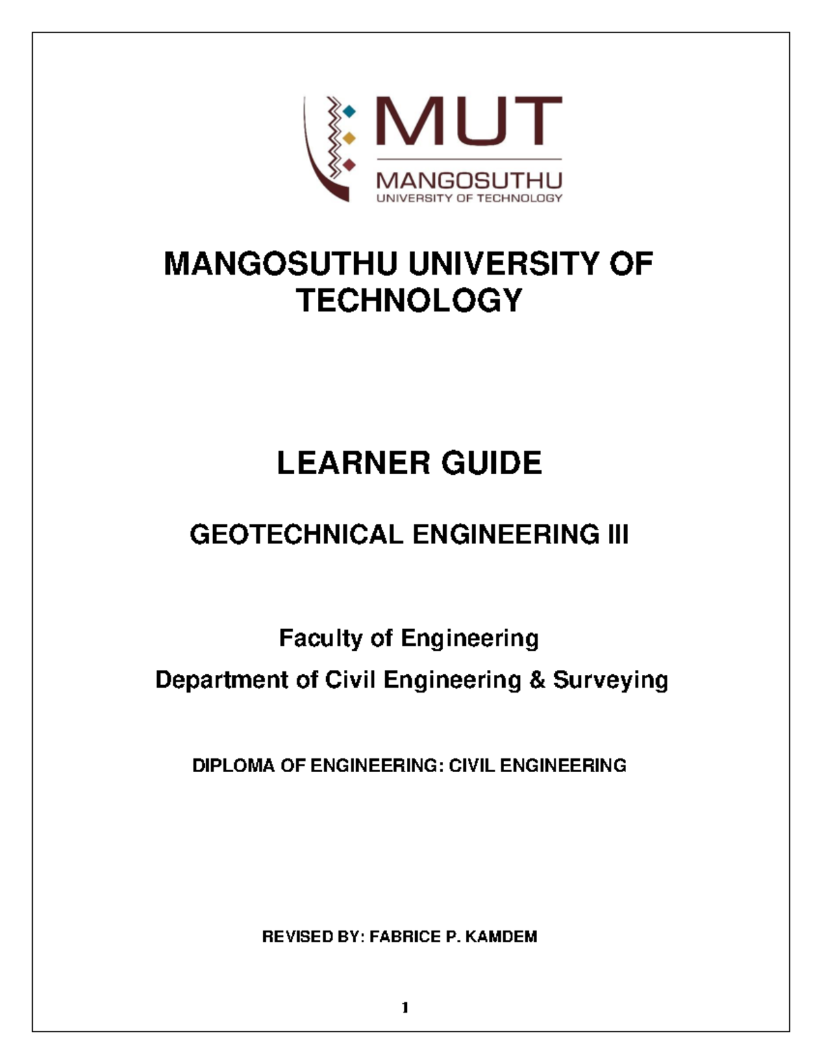 GEO III S4 Learner Guide (Rev2023) - MANGOSUTHU UNIVERSITY OF ...