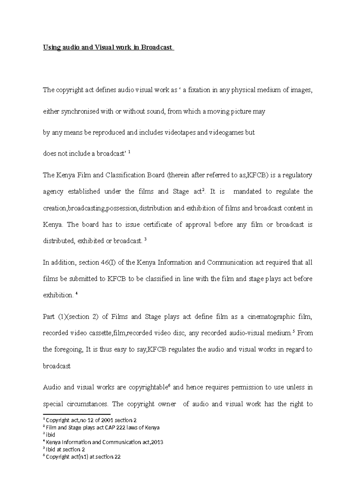 Audio and visual work - notes on this topic - Using audio and Visual ...