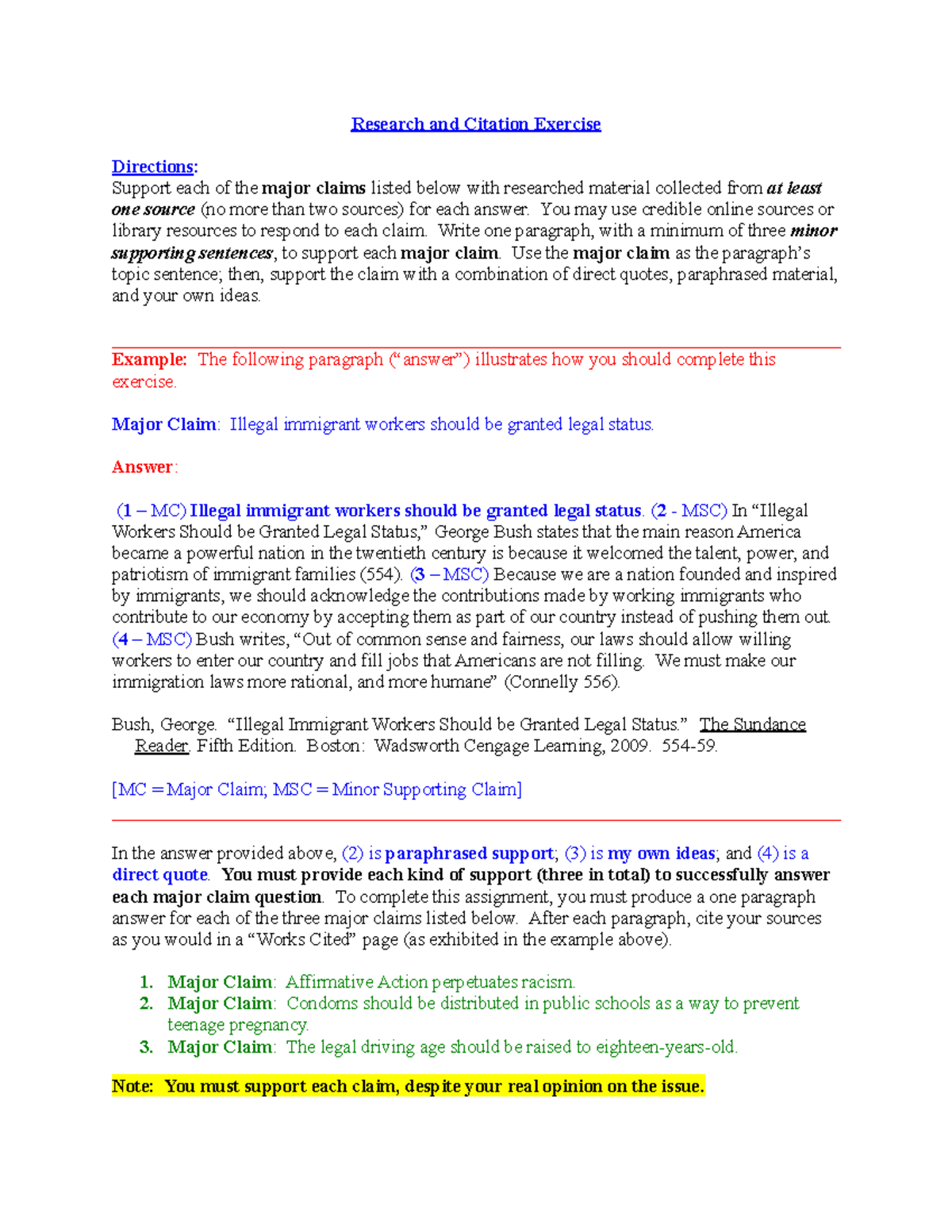 Research and Citation Exercise Document - Research and Citation ...