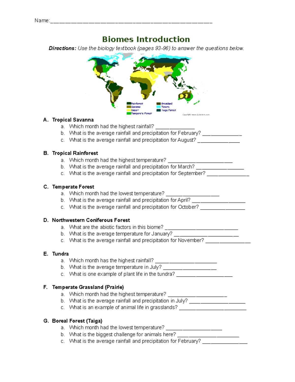 12 7 Biomes Introduction - Name ...