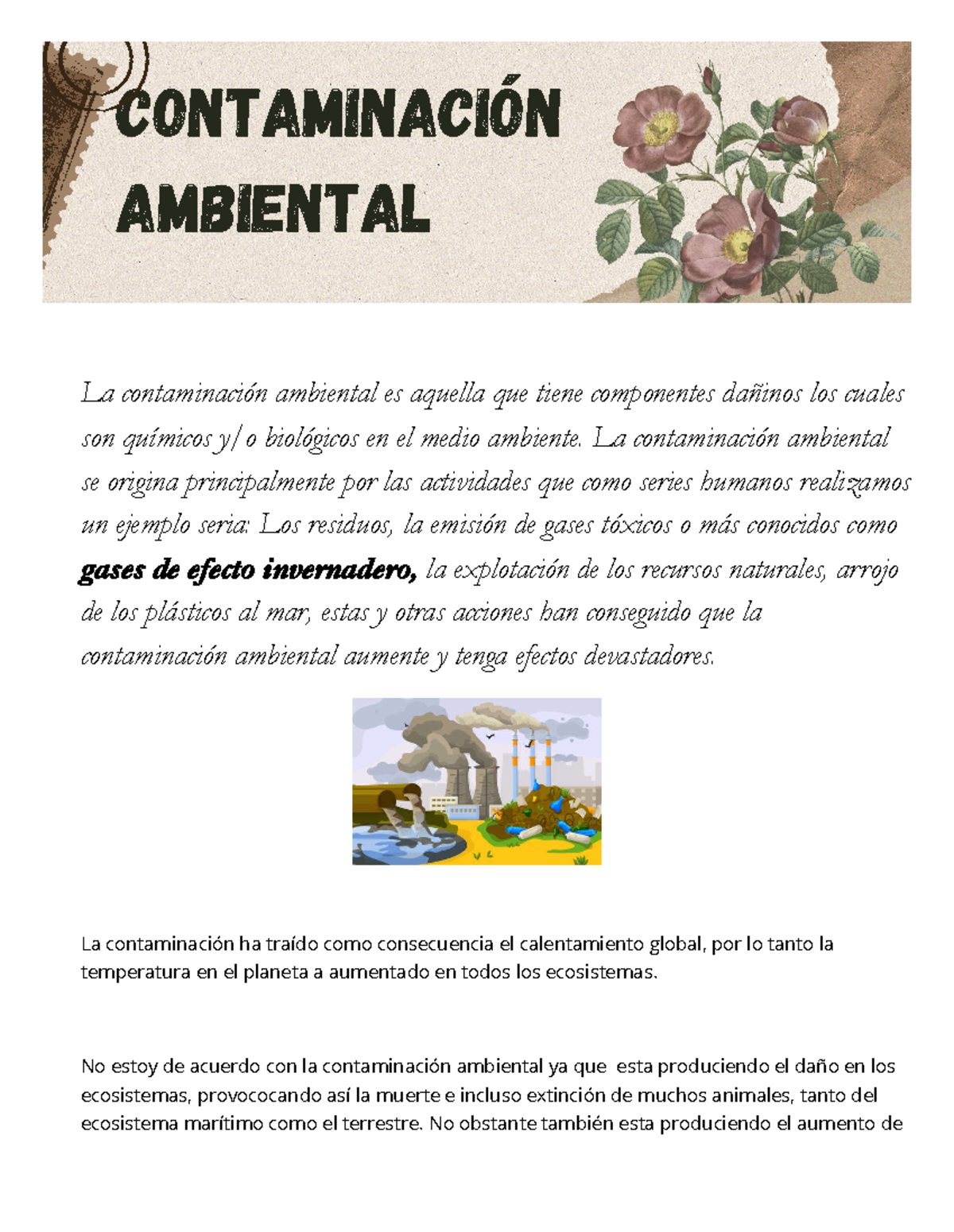 Contaminacion Ambiental - La contaminación ambiental es aquella que ...
