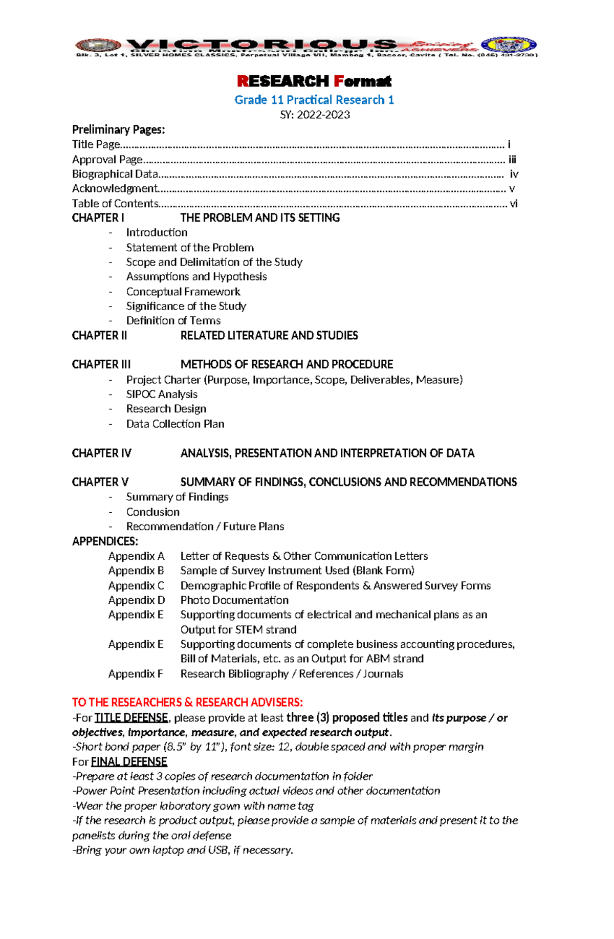 Research Format with details Chapter 2 - RESEARCH Format Grade 11 ...