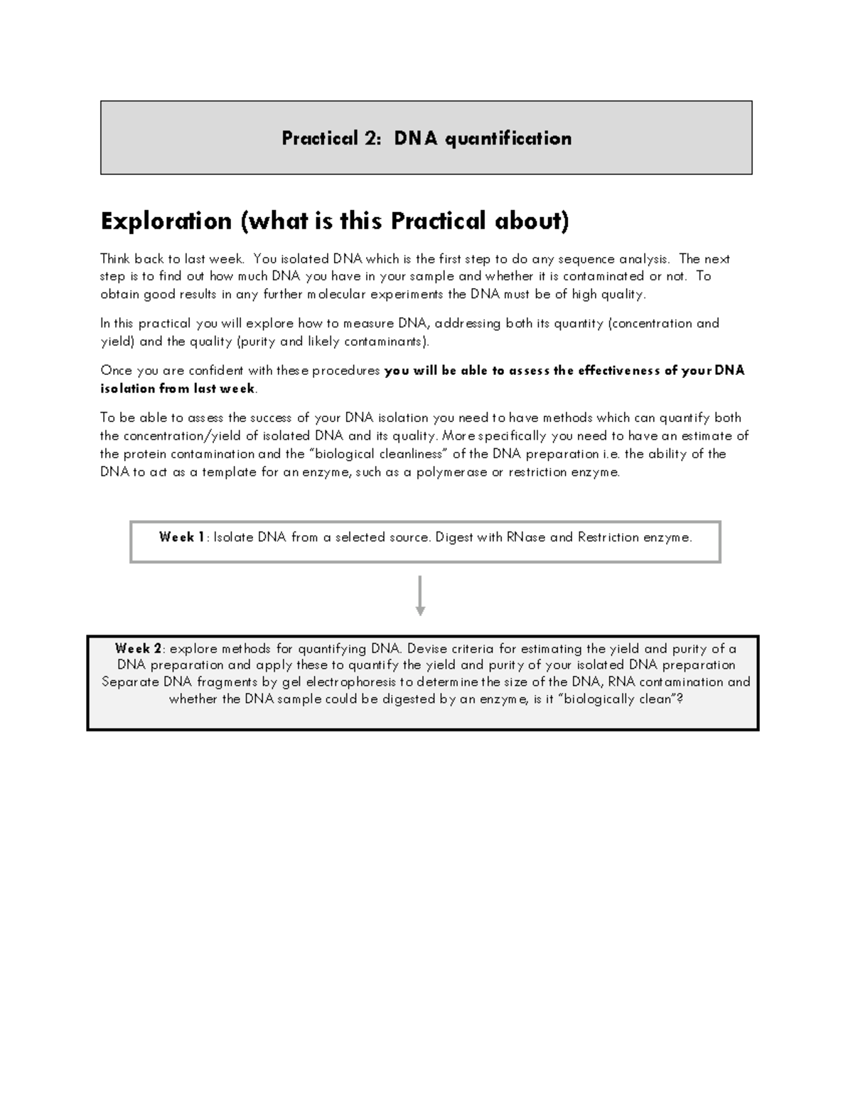 Practical 2 DNA Quantification - Practical 2: DNA quantification ...