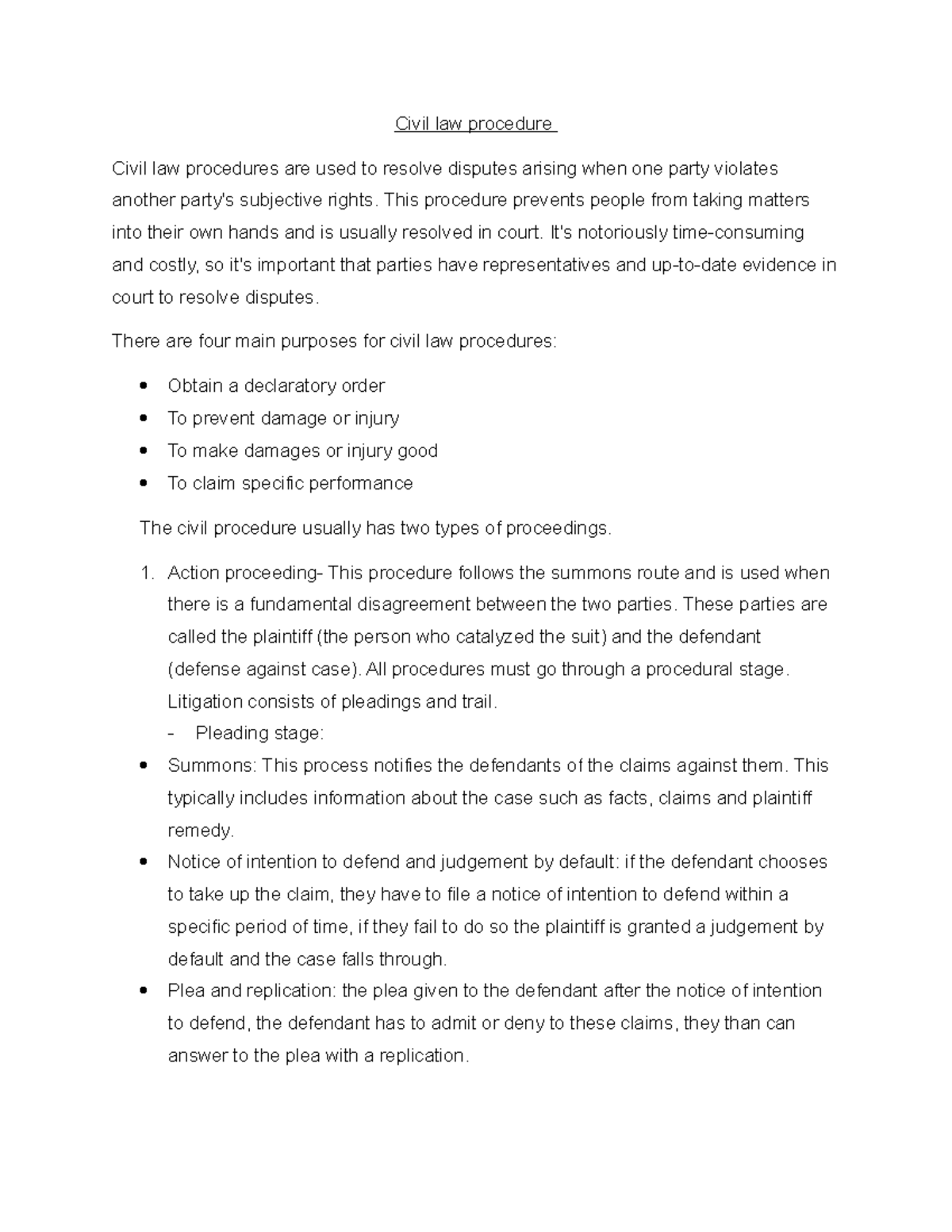 Civil law procedure essay - Civil law procedure Civil law procedures ...