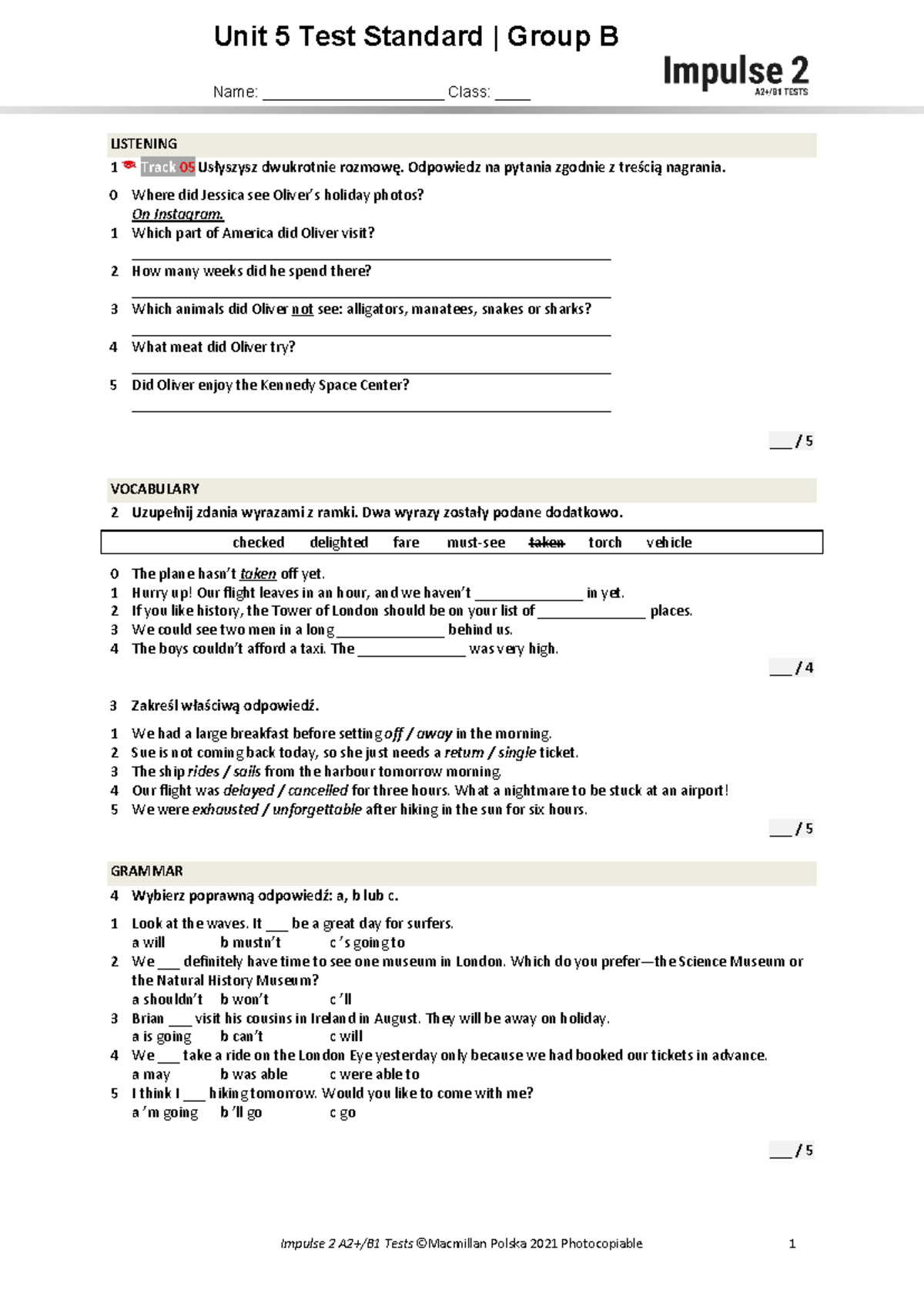 Unit 5 Test Standard B - Unit 5 test link - Unit 5 Test Standard ...