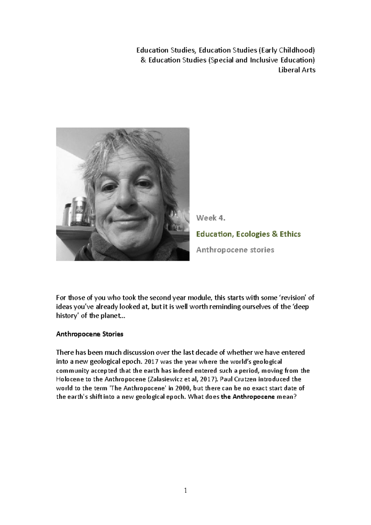 ES3427(2022)Week4 - lecture notes - Education Studies, Education ...