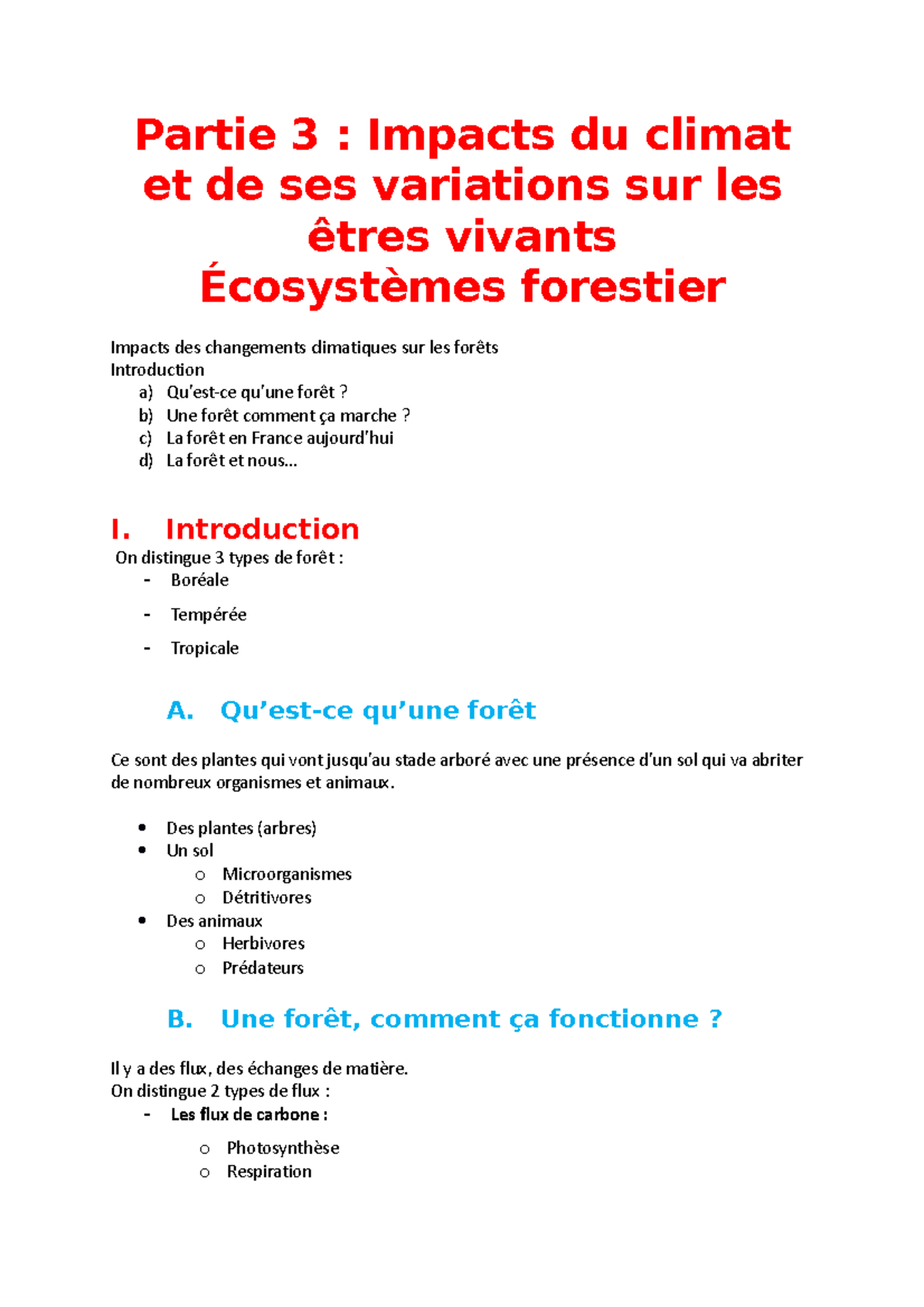 Écosystèmes forestier - Partie 3 : Impacts du climat et de ses ...