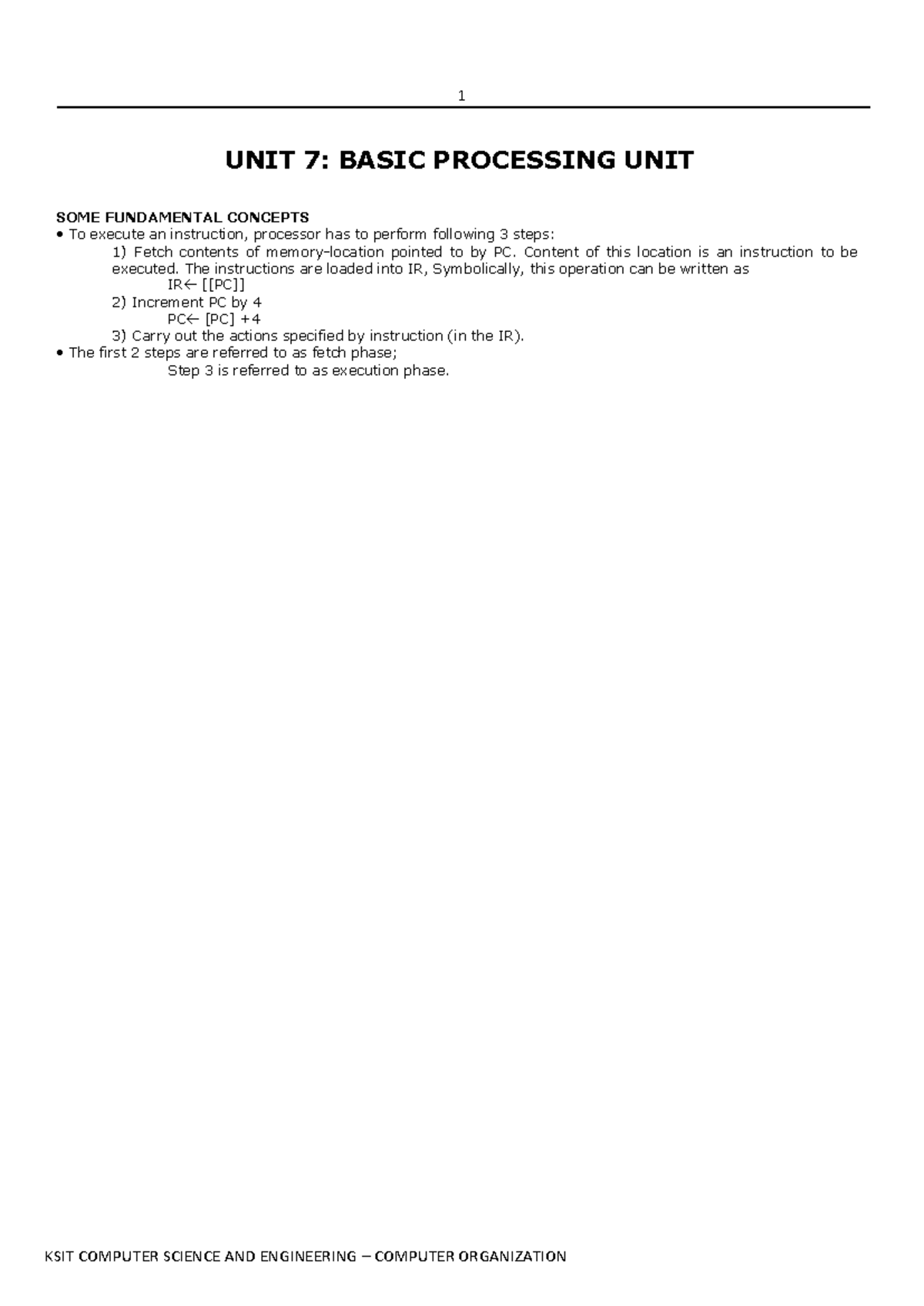 CO Notes of unit 2 topics (1)-1-5 - UNIT 7: BASIC PROCESSING UNIT SOME ...