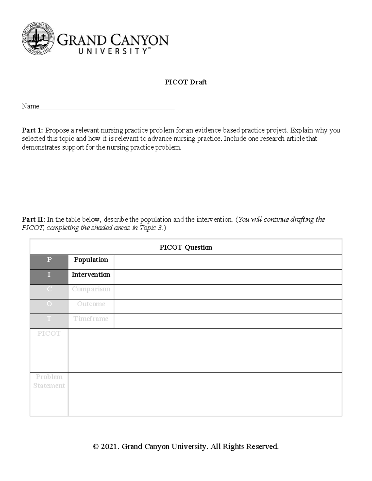 NUR-550-RS1-EBP- Picot Draft - PICOT Draft Name ...