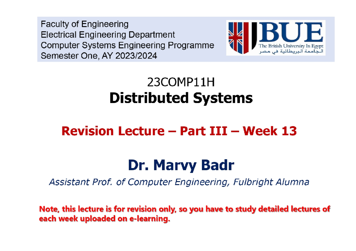 DS Revision Lecture - Part III - W13 - Database Systems - Studocu