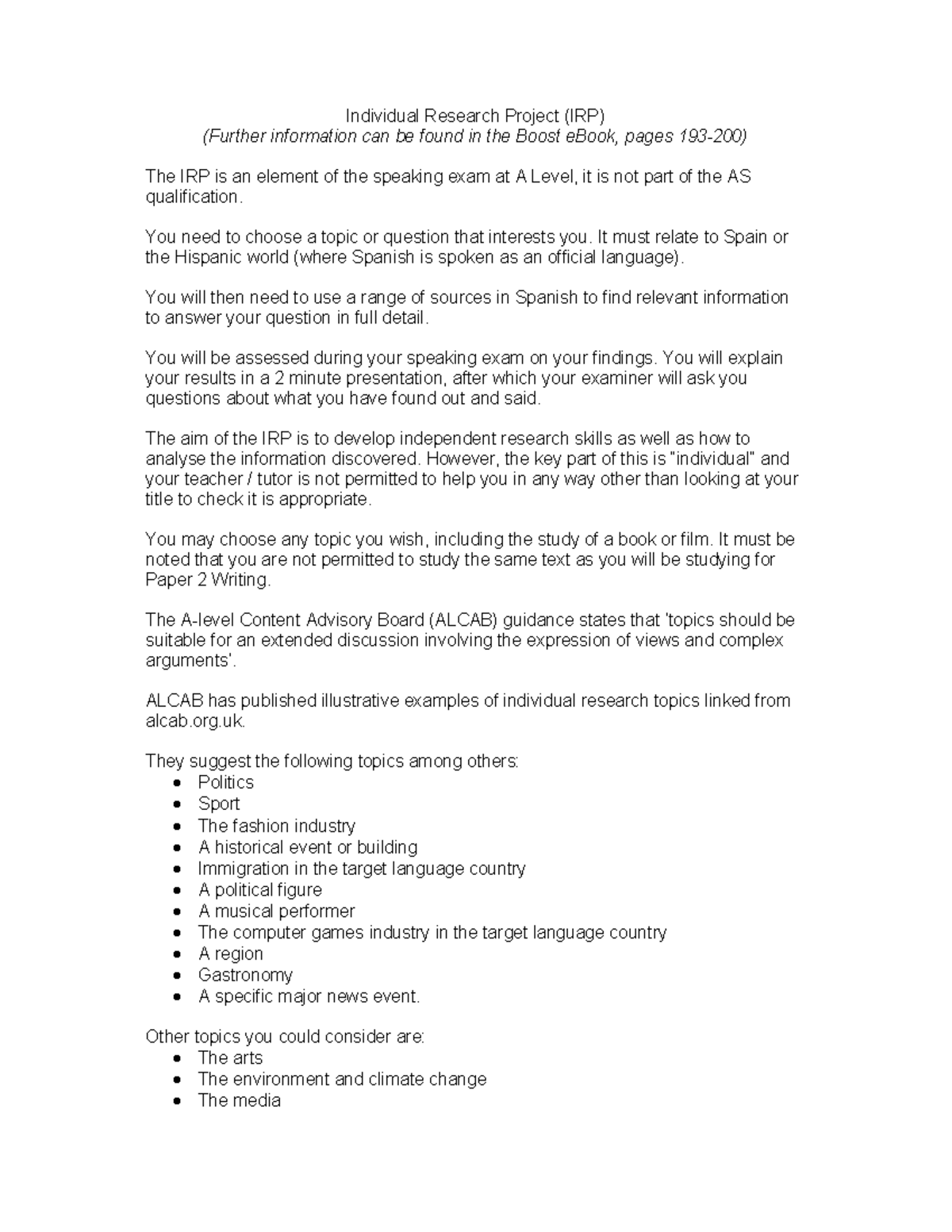 05 A-Level Individual Research Project (IRP) Guide and Tips ...
