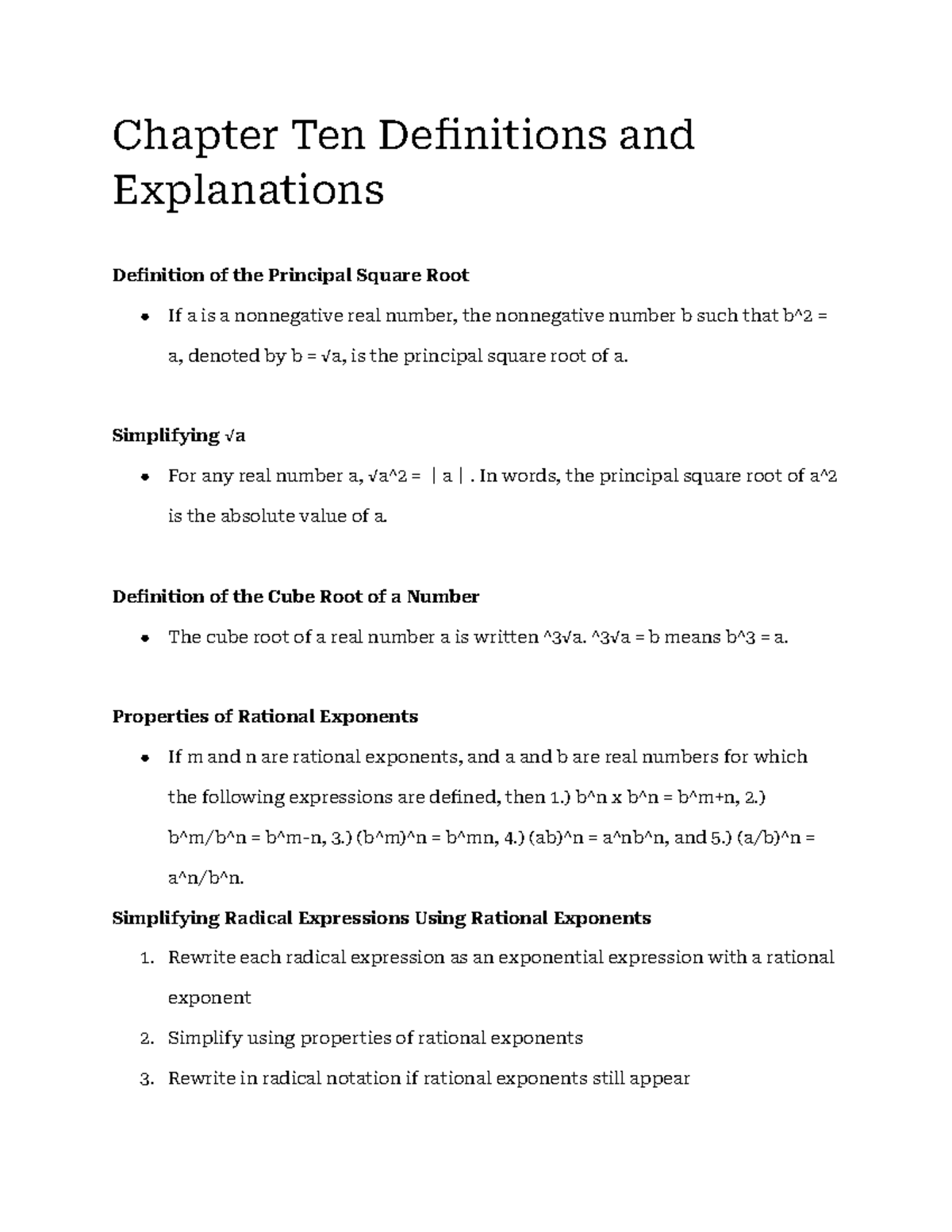 Chapter Ten Definitions and Explanations - Chapter Ten Denitions and ...