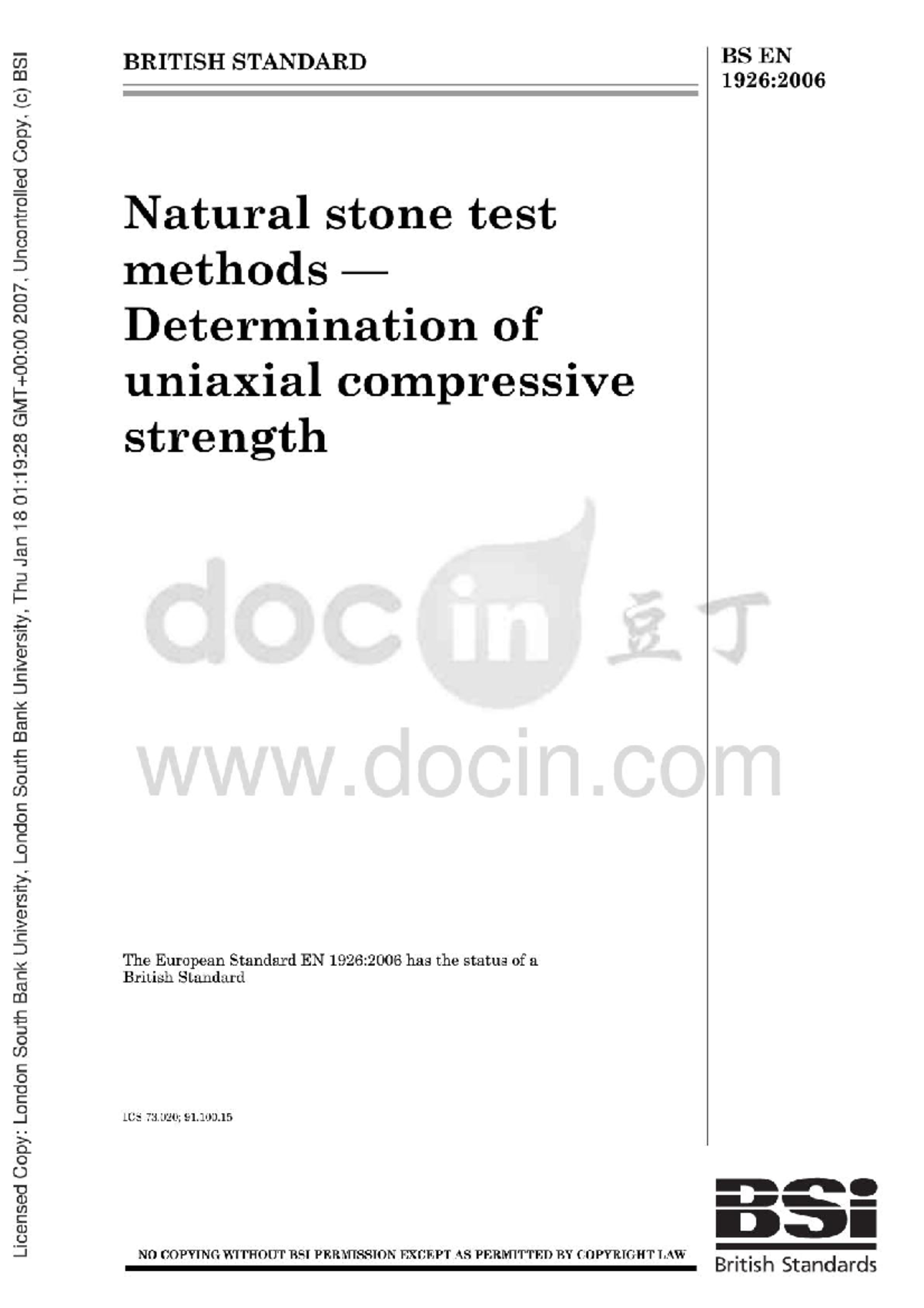 281355152 BS EN 1926 2006 Natural Stone Test Methods Uniaxial ...