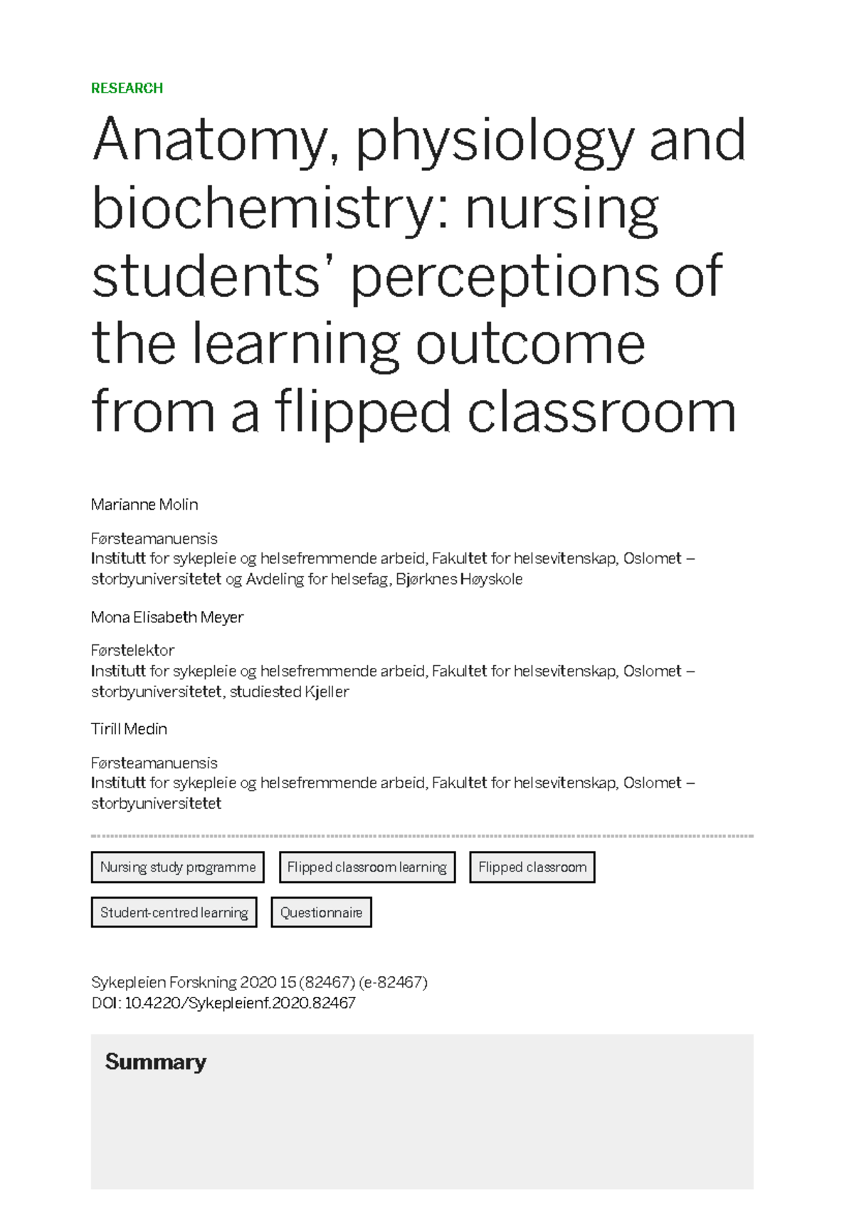 Anatomy and physiology - RESEARCH Nursing study programme Flipped ...