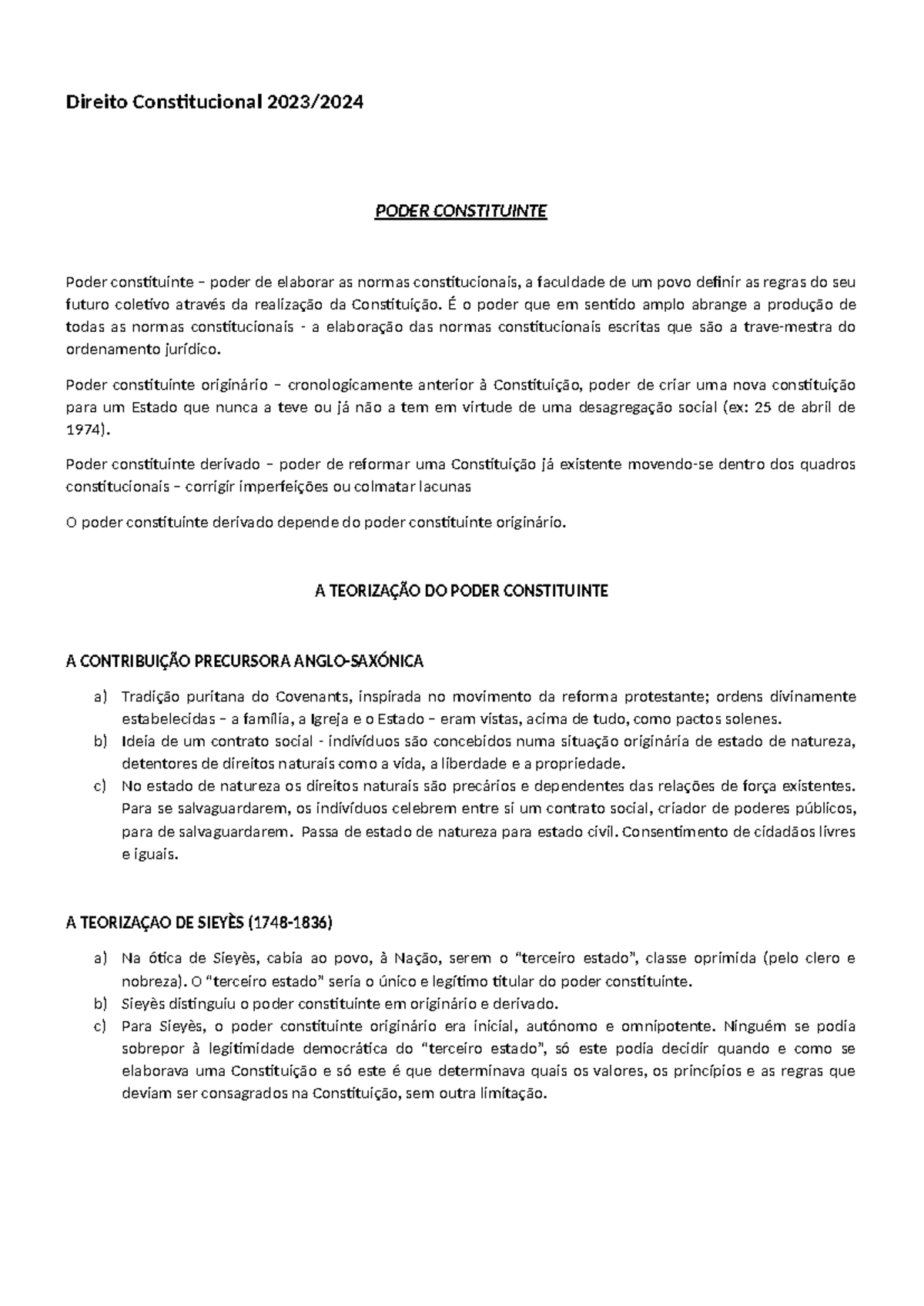 Resumos Direito Constitucional - Direito Constitucional 2023/ PODER CONSTITUINTE Poder ...