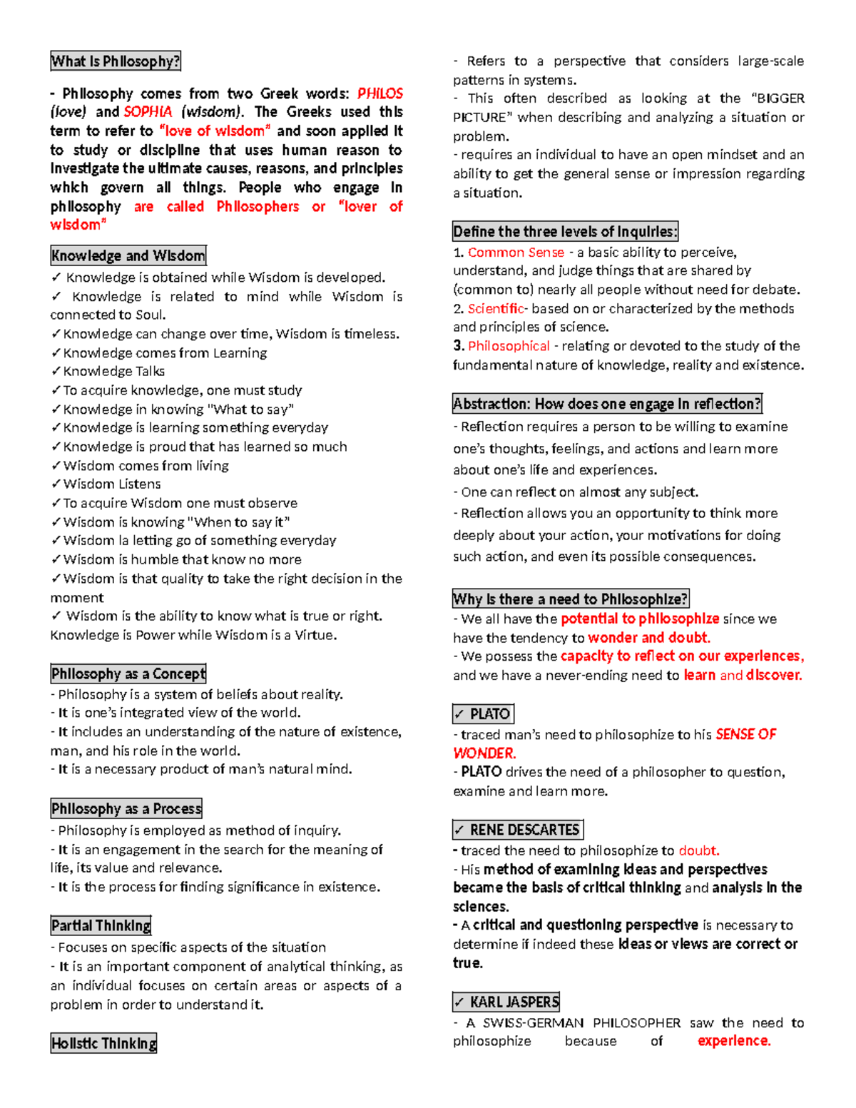 Philo rev - useful for studying - What is Philosophy? Philosophy comes ...