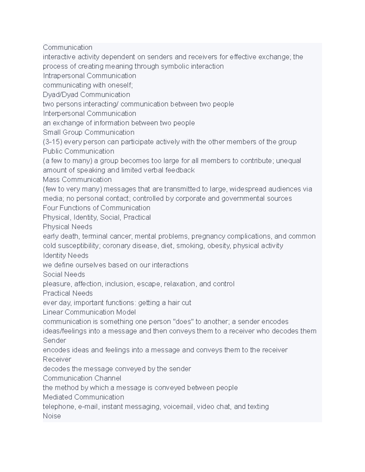 COMS 101 (25) - Notes from class - Communication interactive activity ...