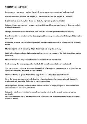 Chapter 5 vocab words - Notes - Chapter 5 vocab words Learning: a ...