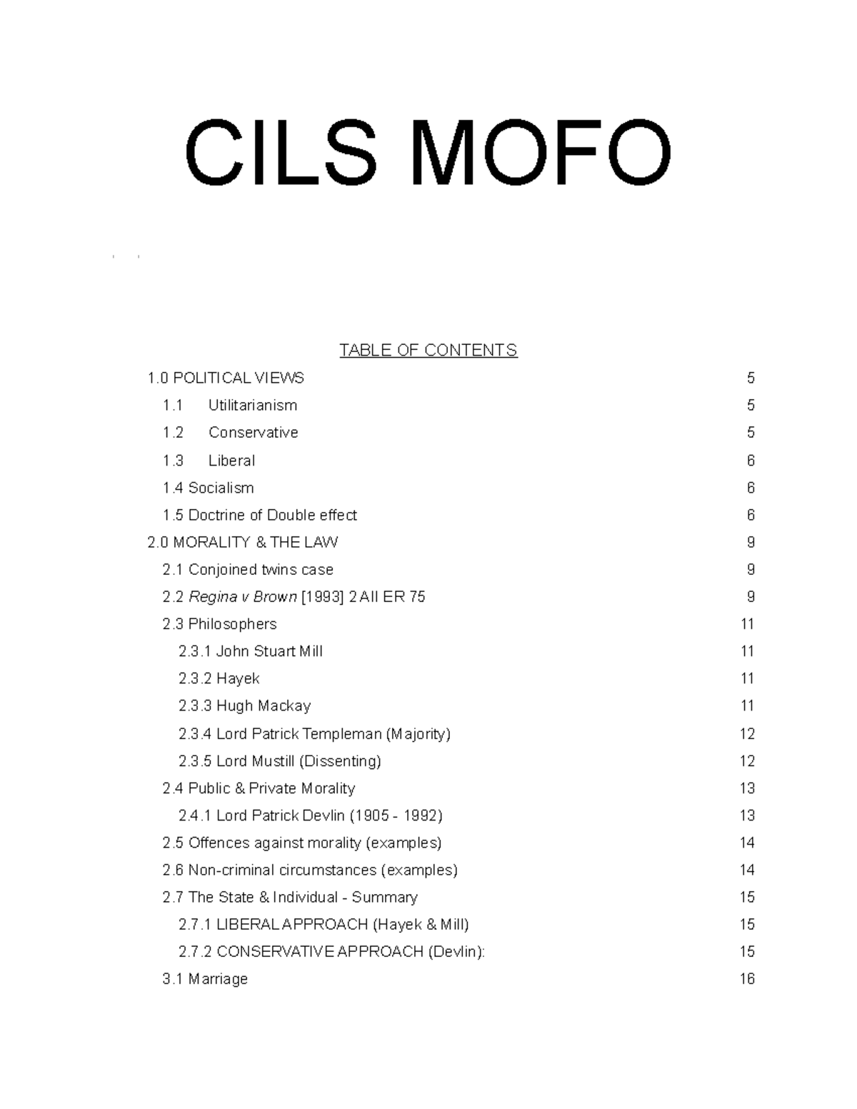 Contemporary Issues in Law and Society - CILS MOFO TABLE OF CONTENTS 1 ...