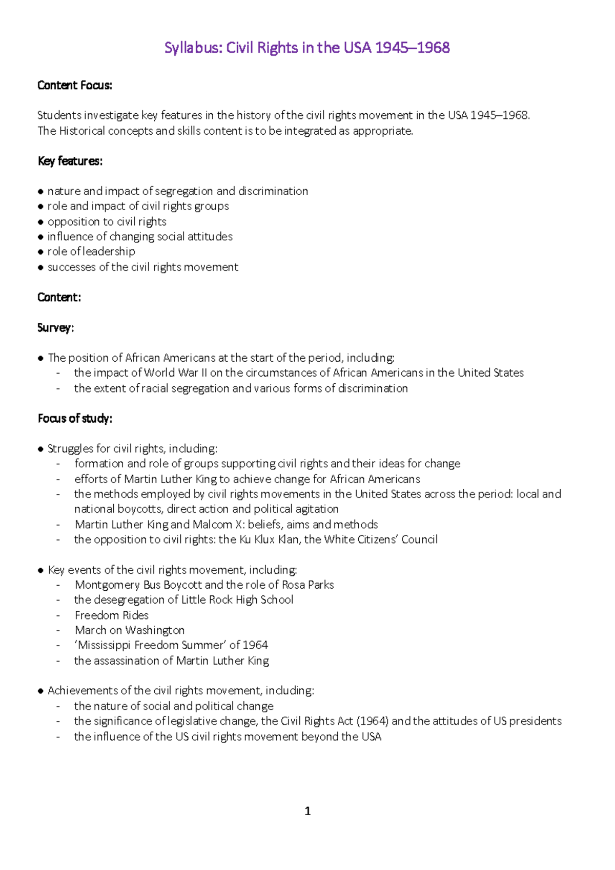 2. 2024 Booklet US Civil Rights Movement - Syllabus: Civil Rights in ...
