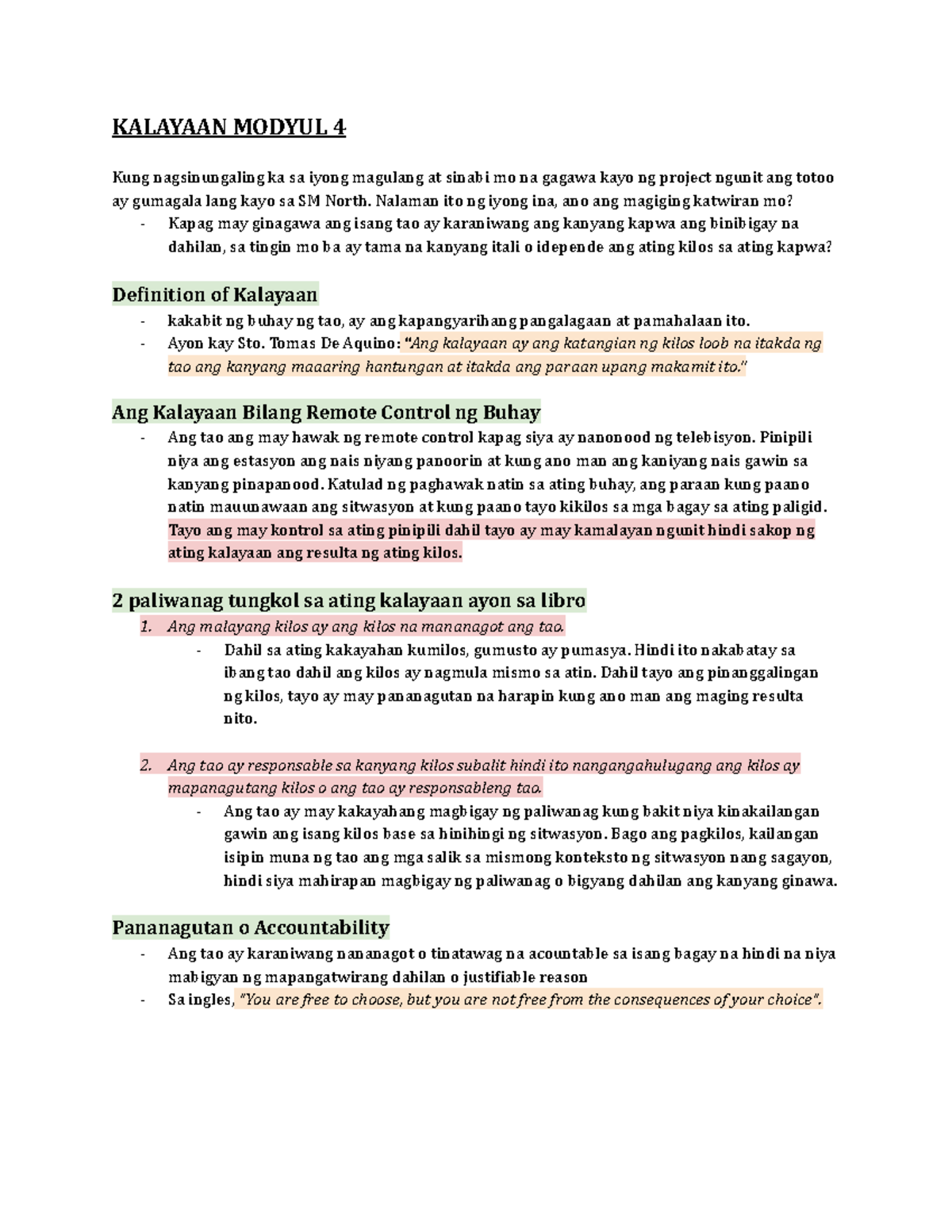 Kalayaan- Modyul-4 - LKSDFD - KALAYAAN MODYUL 4 Kung nagsinungaling ka ...
