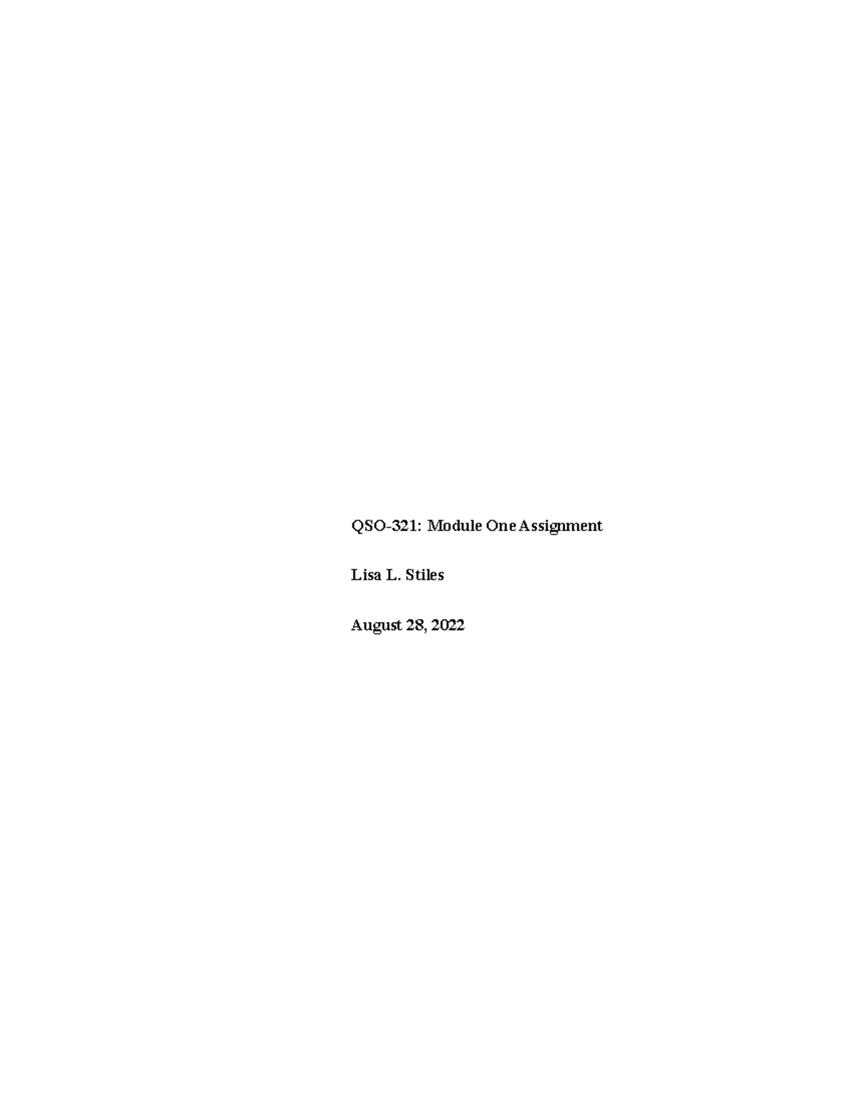 TBL Module 1 - Triple Bottom Line - QSO-321: Module One Assignment Lisa ...