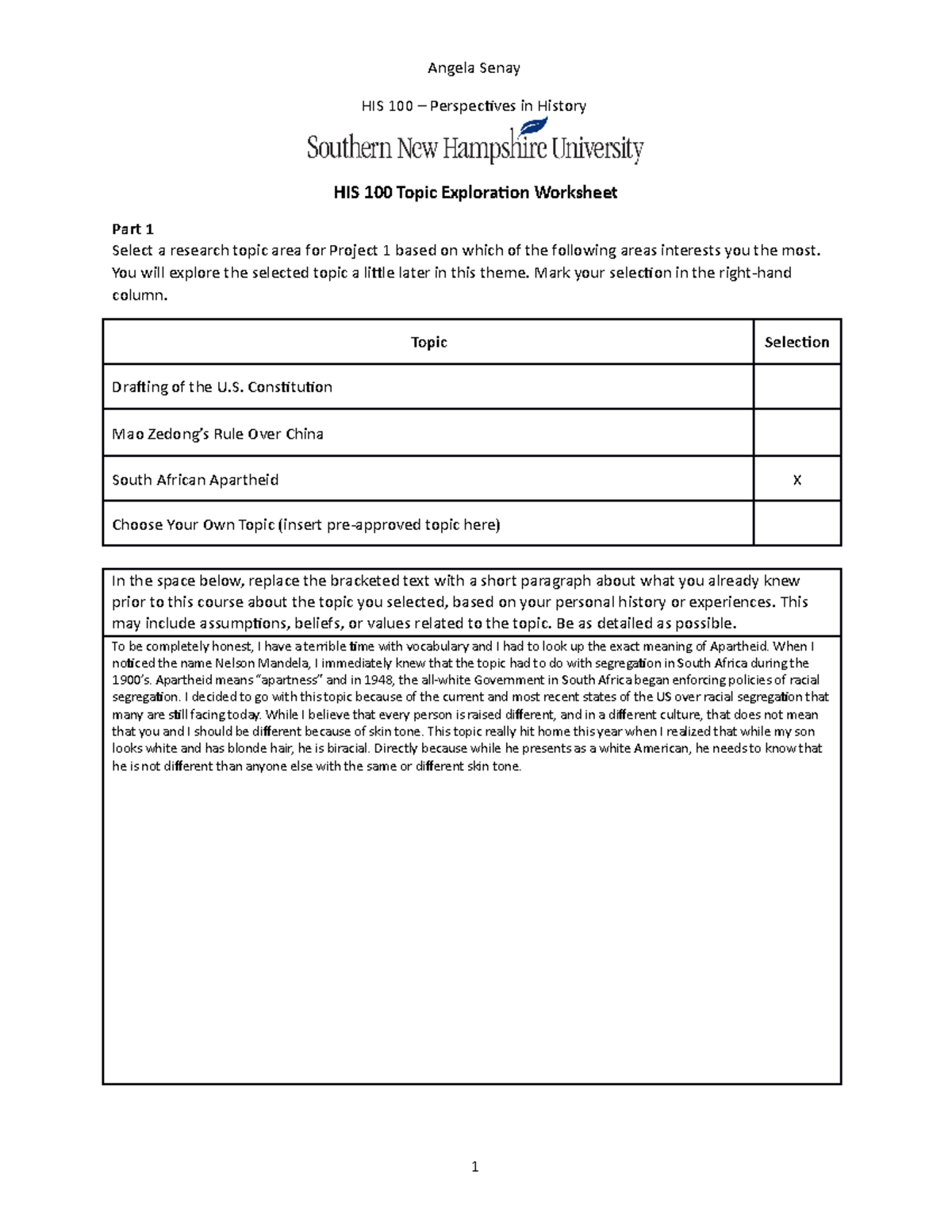 2-3 Topic Exploration Worksheet - HIS 100 – Perspecives in History HIS ...