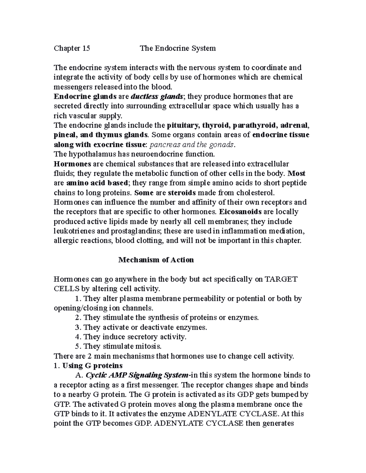 Chapter 15 Endocrine System - Chapter 15 The Endocrine System The ...