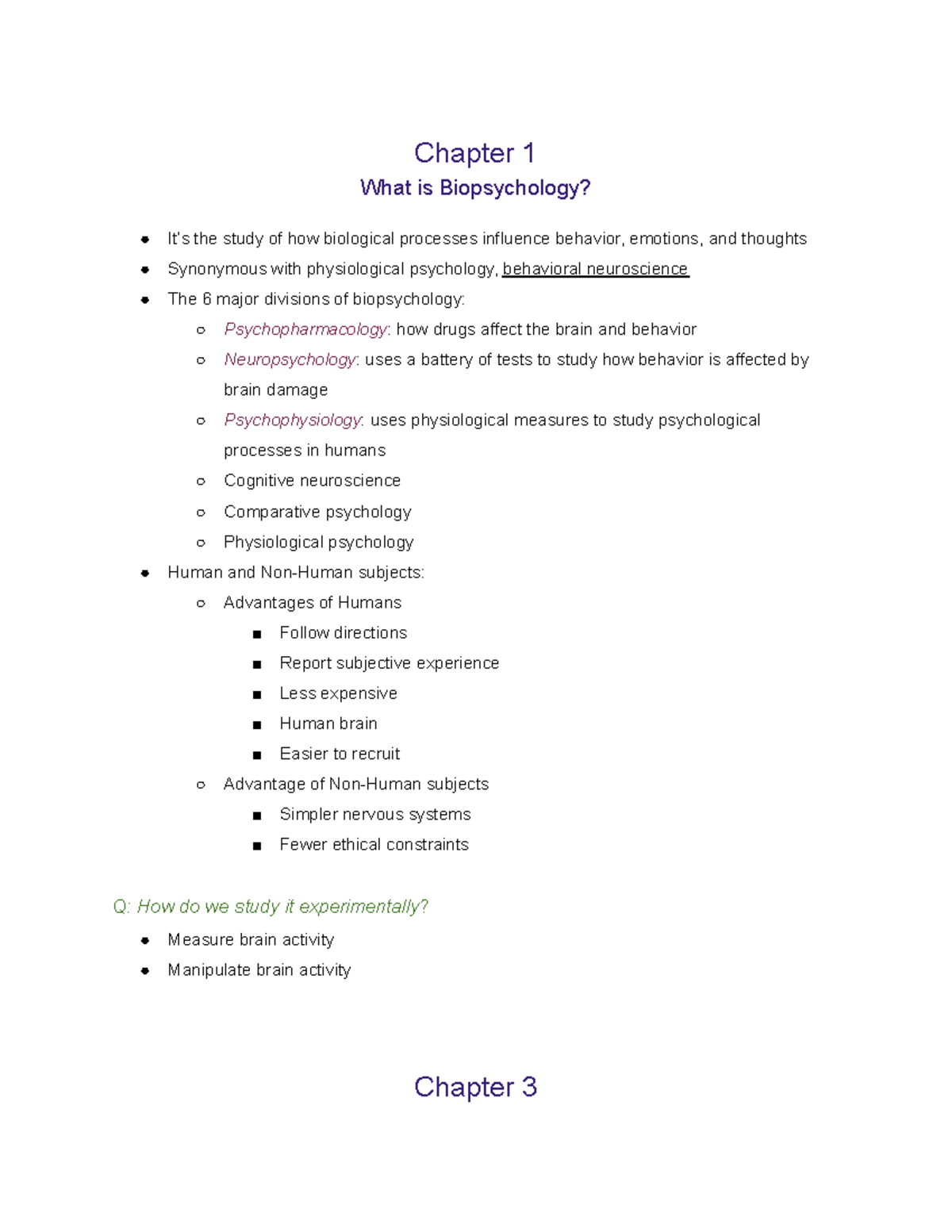 PSY 250 Notes - Hoi-Chung Leung; Ryan Parsons; - Chapter 1 What is ...