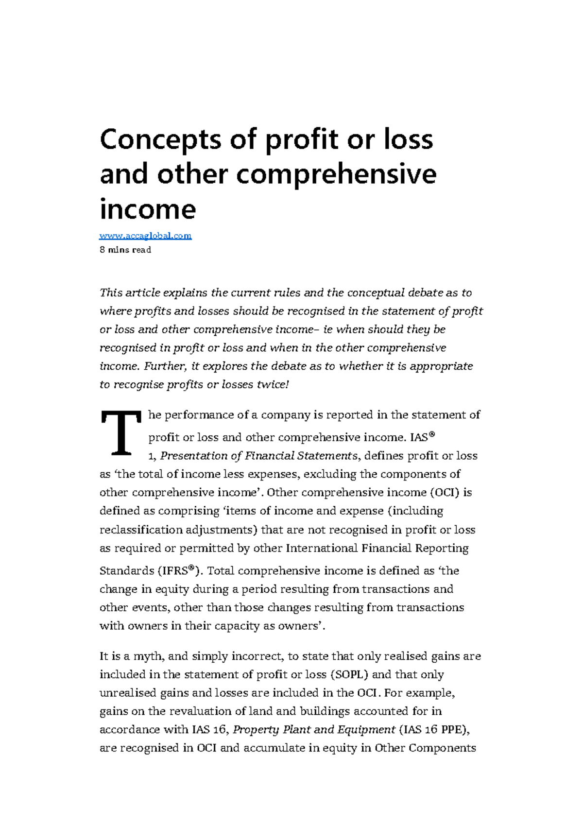 2. Concepts of profit or loss and other comprehensive income - T ...