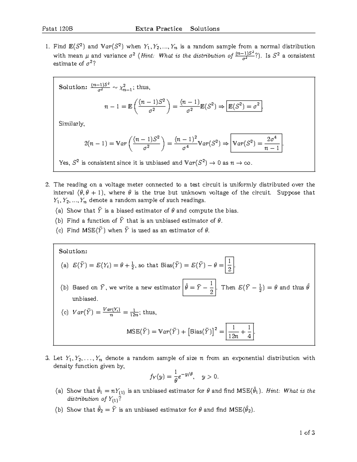 Pstat 120b practice problems - Pstat 120B Extra Practice 4 Solutions ...