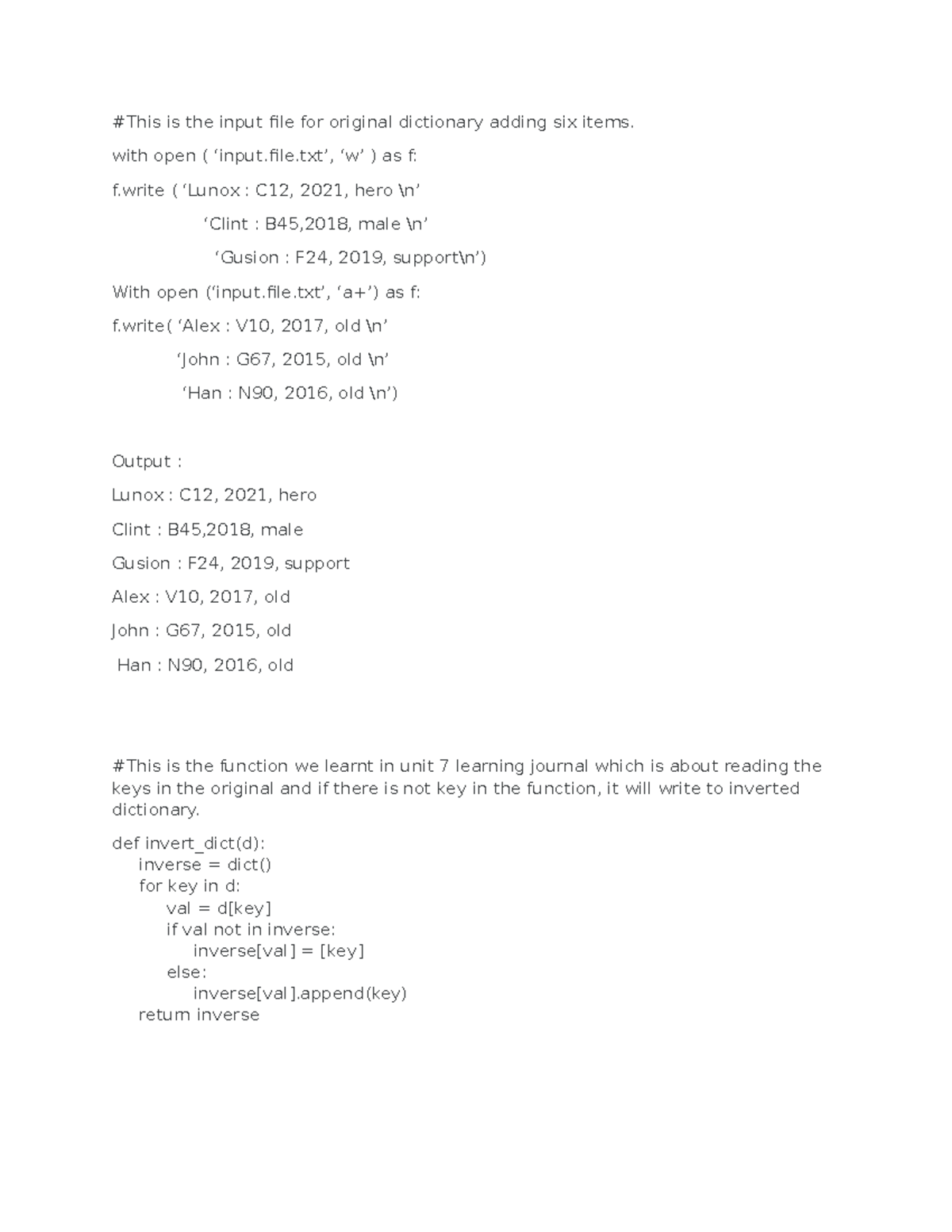 Unit 8 learning journal - #This is the input file for original ...