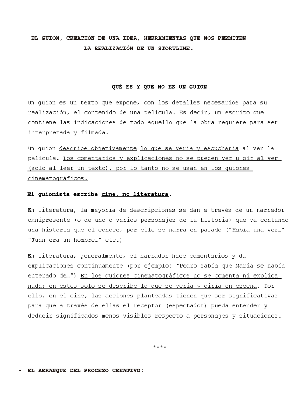 Bases de un guion - EL GUION, DE UNA IDEA, HERRAMIENTAS QUE NOS ...