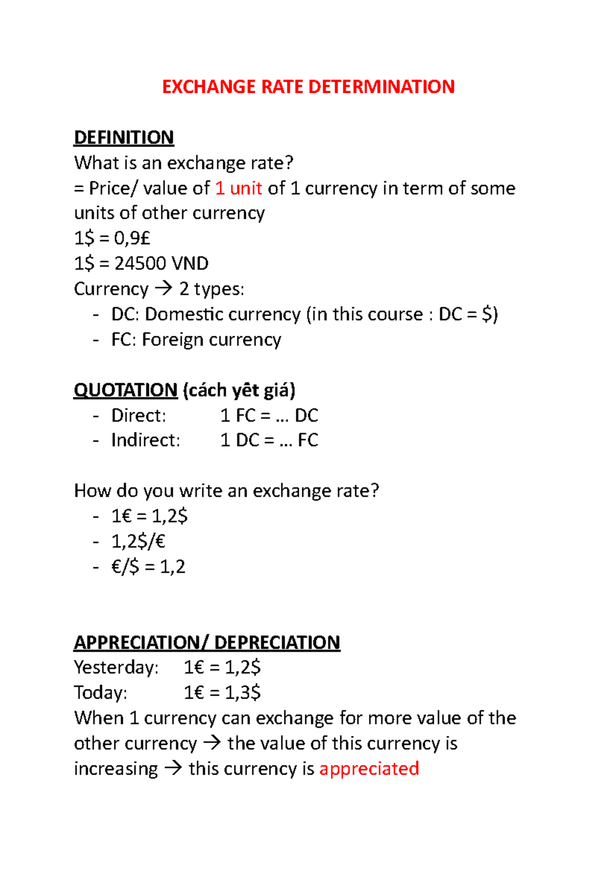 Lecture 2 - quản trị tài chính quốc tế - EXCHANGE RATE DETERMINATION ...
