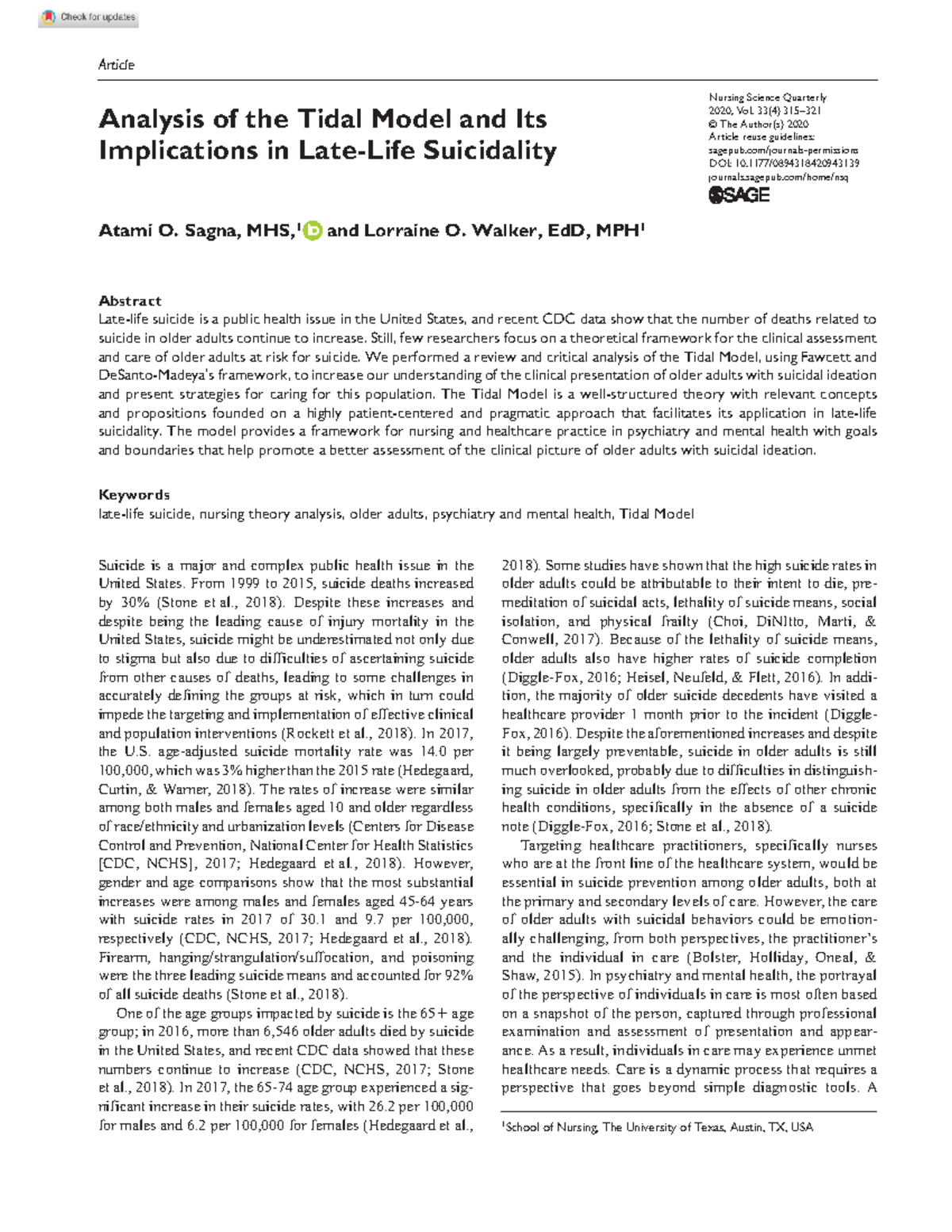 Tidal Model and its implications in late-life suicidality - 943139 ...