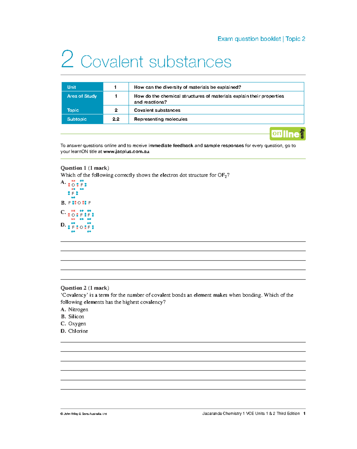 Covalent compounds - Jacaranda Questions and Answers - Exam question ...