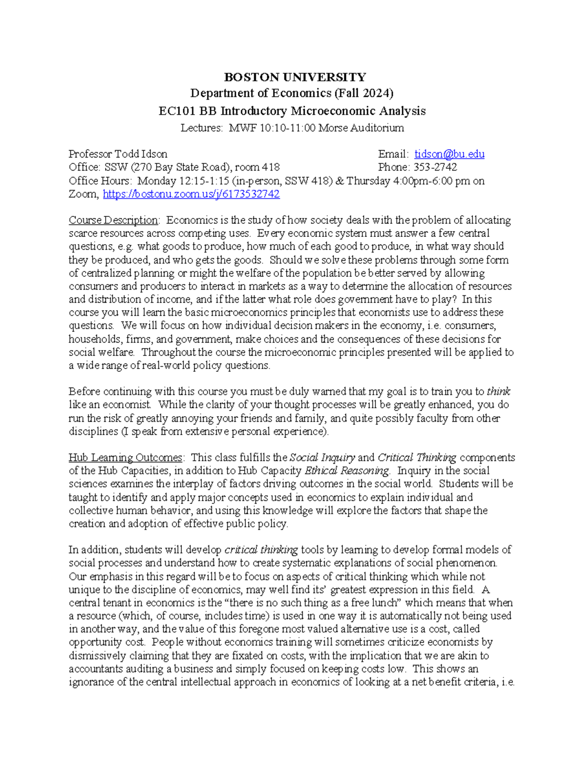Syllabus EC 101Fall2024(2) - BOSTON UNIVERSITY Department of Economics ...