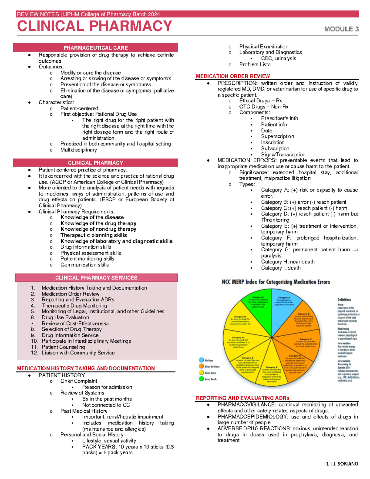 Module 3 Clinical Pharmacy - MODULE 3 REVIEW NOTES | UPHM College of ...