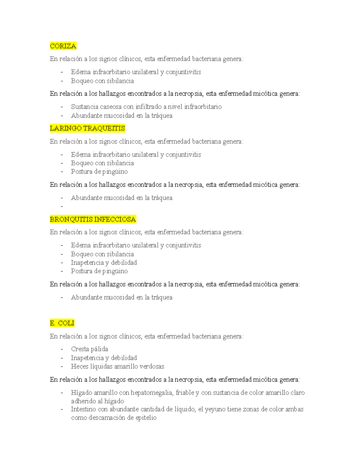 Coriza - CORIZA En relación a los signos clínicos, esta enfermedad ...