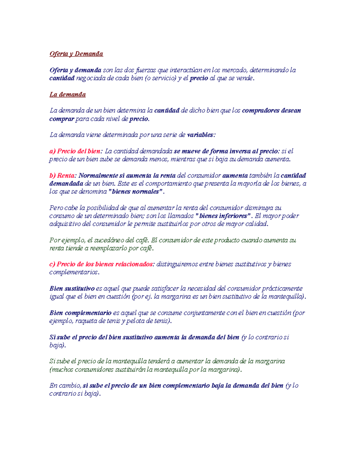 Oferta y Demanda - Oferta y Demanda Oferta y demanda son las dos ...