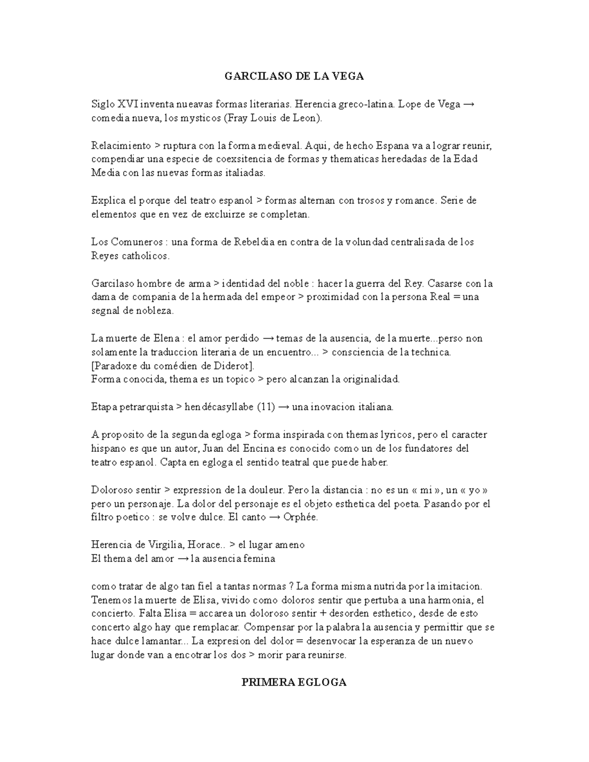 Garcilaso DE LA VEGA - Espagnol - GARCILASO DE LA VEGA Siglo XVI ...